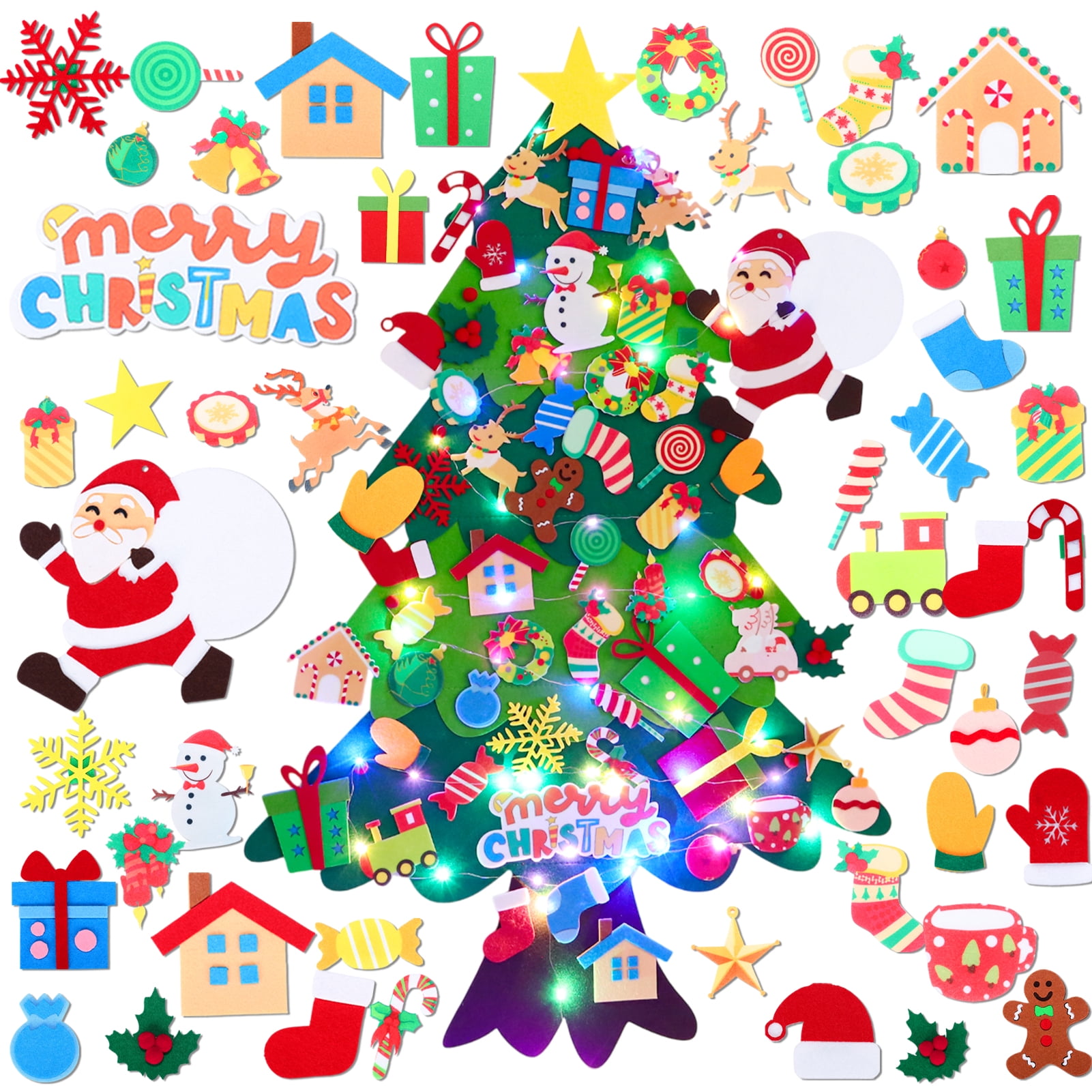 Tumao 3.45ft Felt Christmas Tree for Toddlers Kids, DIY Christmas Tree ...