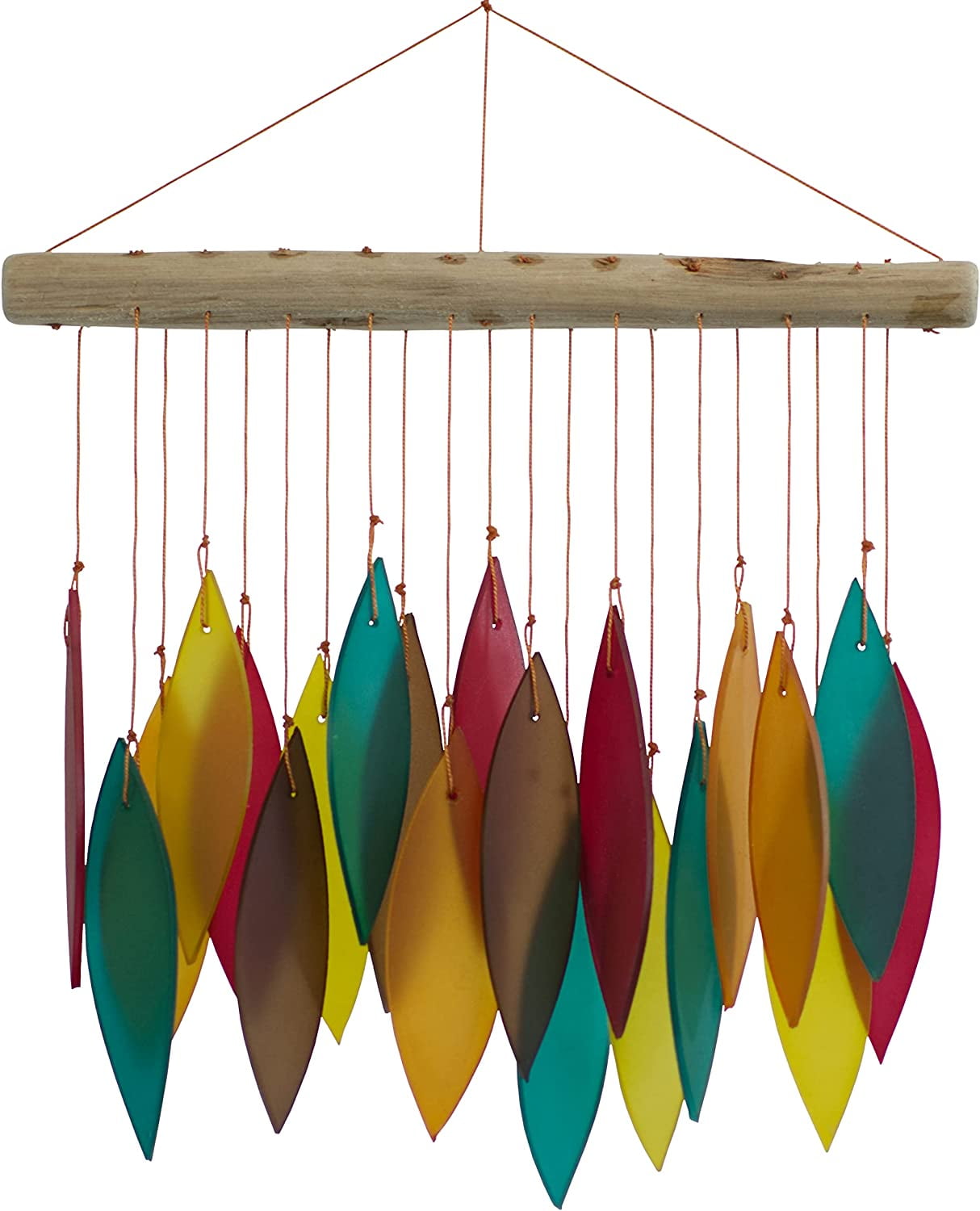 Tumbled Glass Wind Chime - Bodhi Colors - Leaf Design - Walmart.com