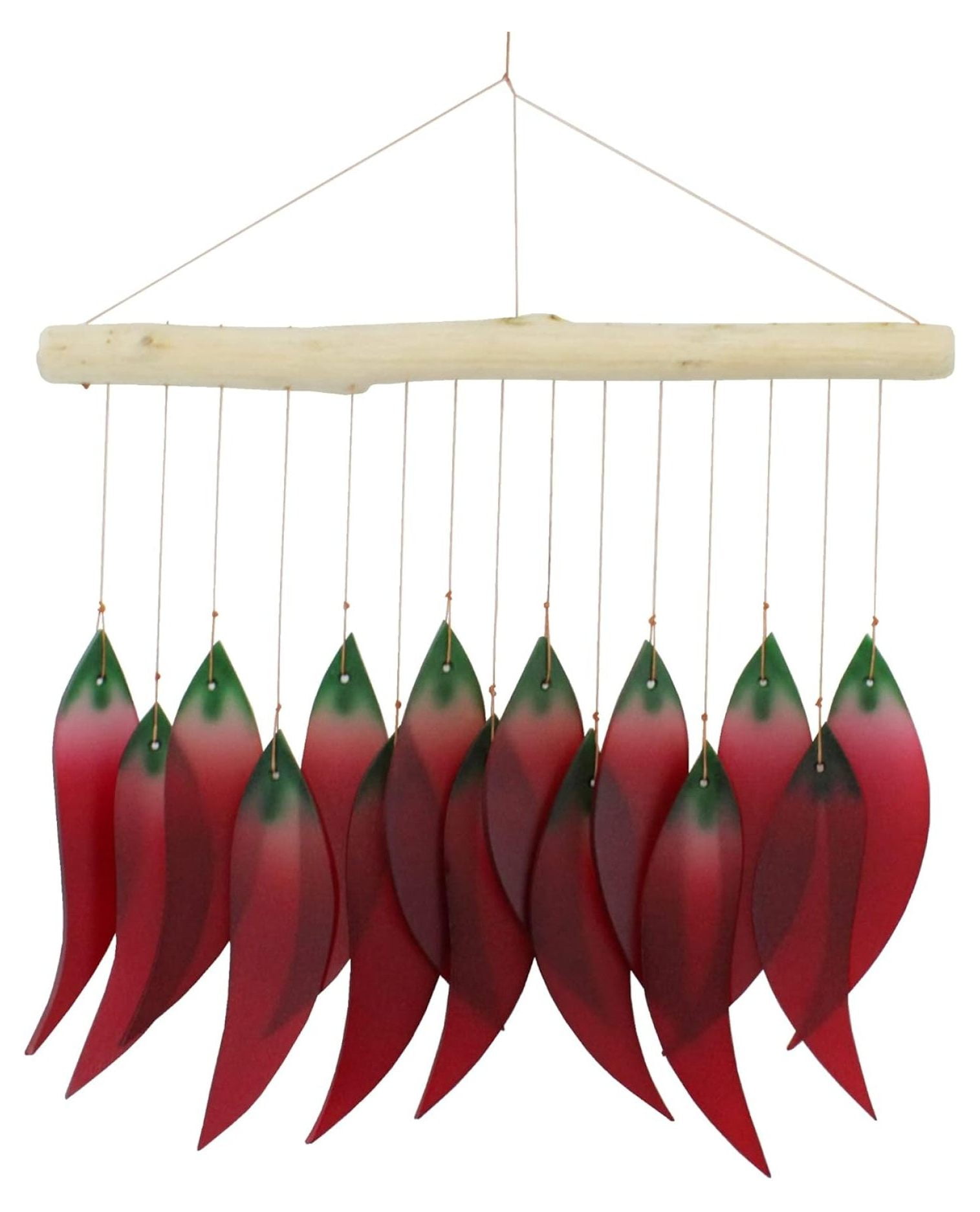 Tumbled Glass Wind Chime - Red Chili Pepper Design - Recycled Glass and ...