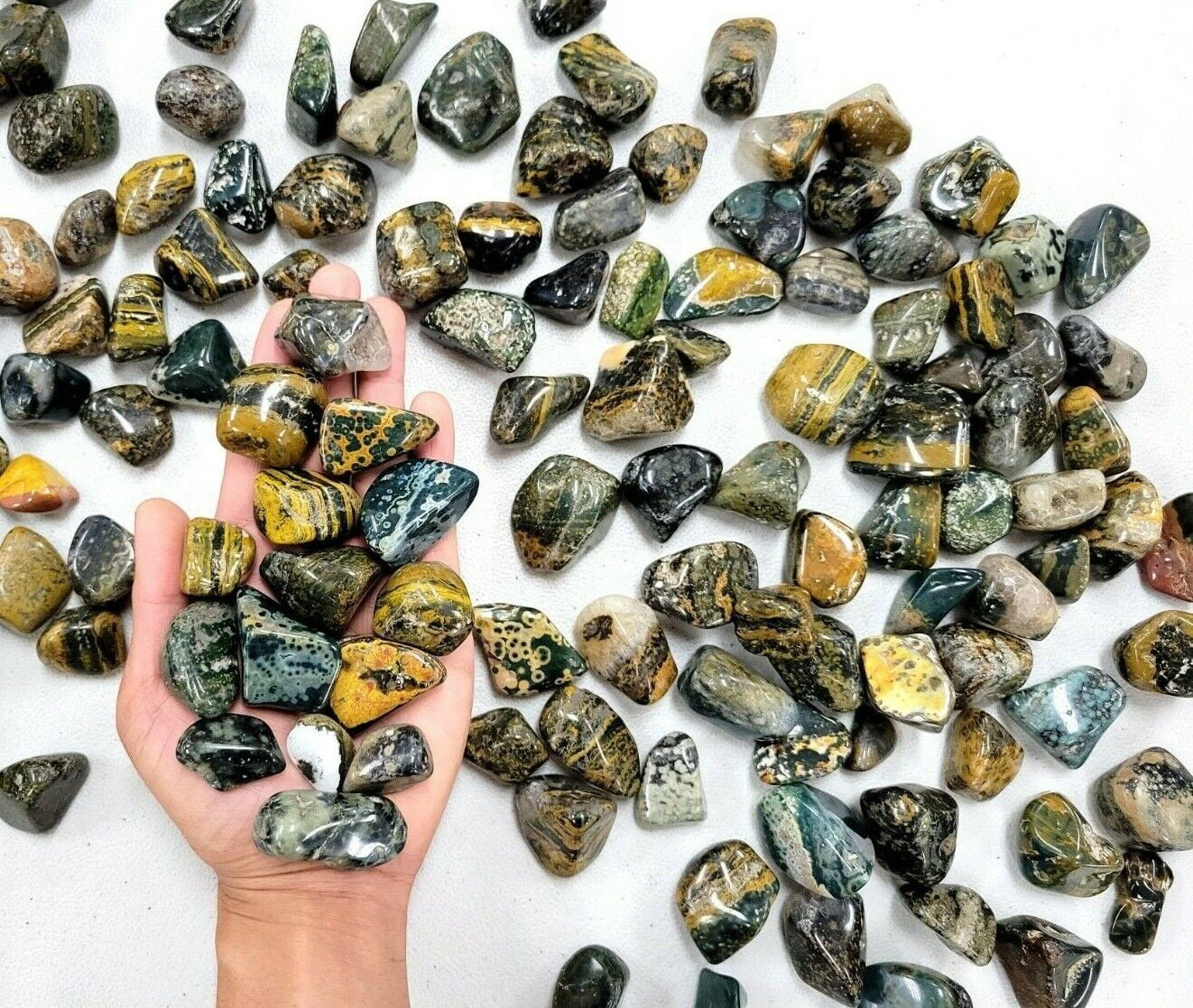 Tumbled Sea Jasper Crystals Bulk Orbicular Jasper Stones Polished Gems ...