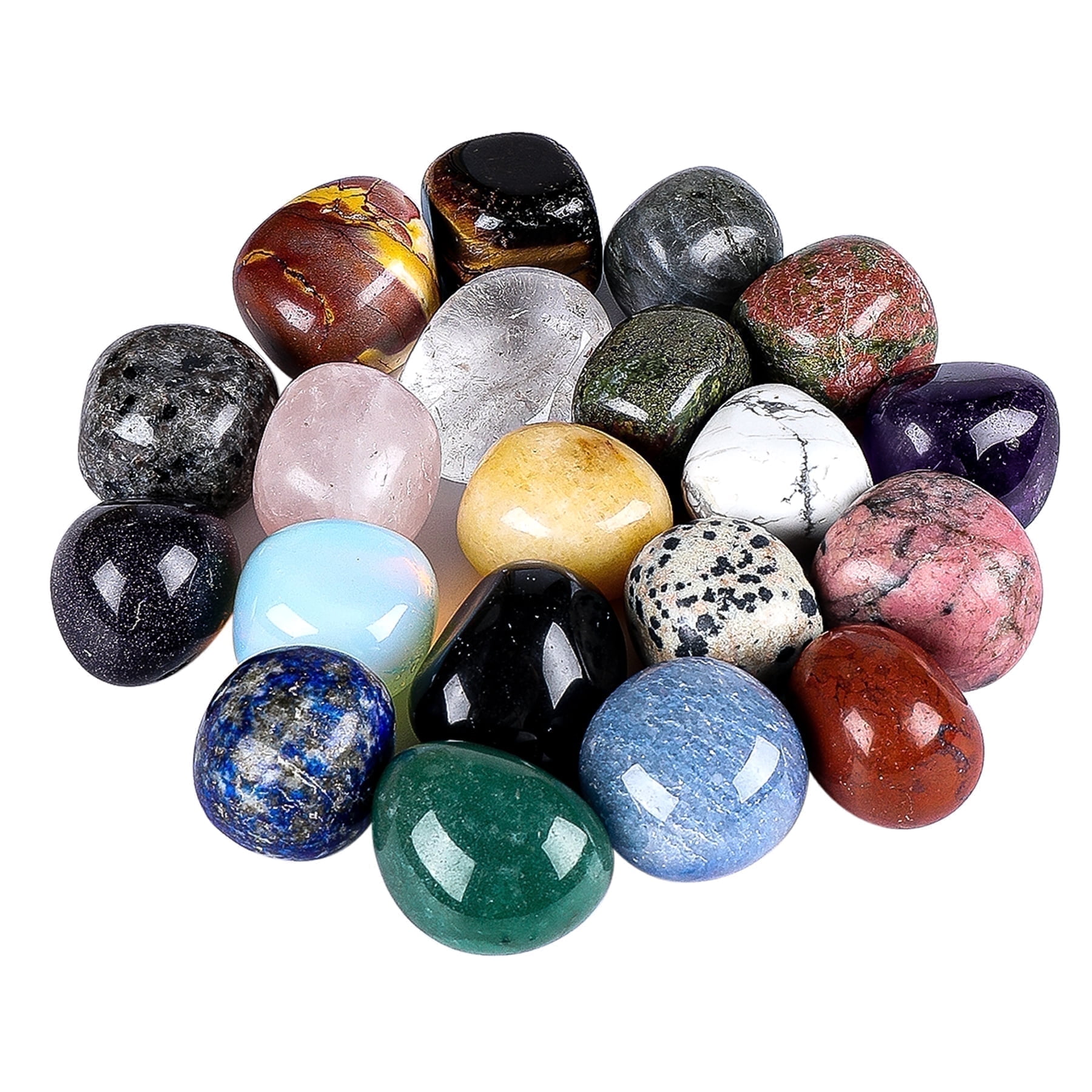 20 Pcs Assorted Tumbled Crystal Stones, Large Polished Natural Assorted ...