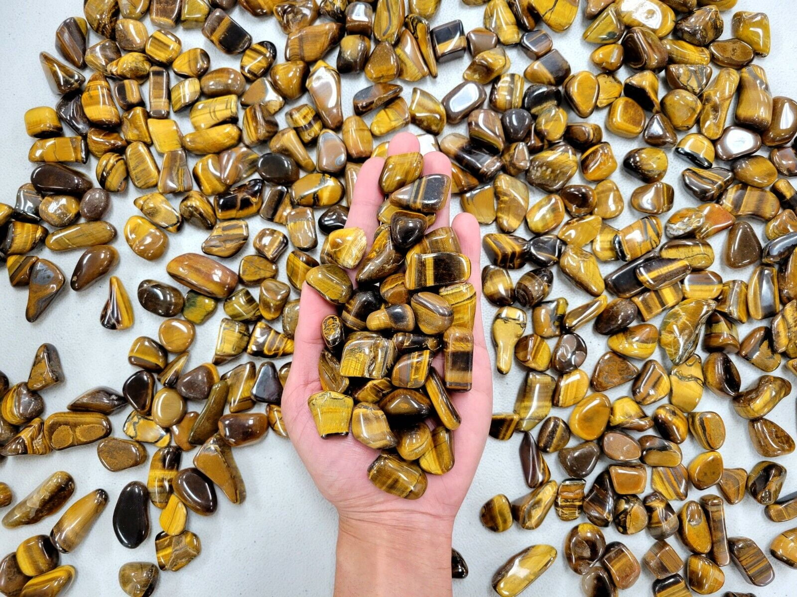Tumbled Tigers Eye Crystal Stones, 1/2 inch to 1.5 inch, Golden Tiger's ...