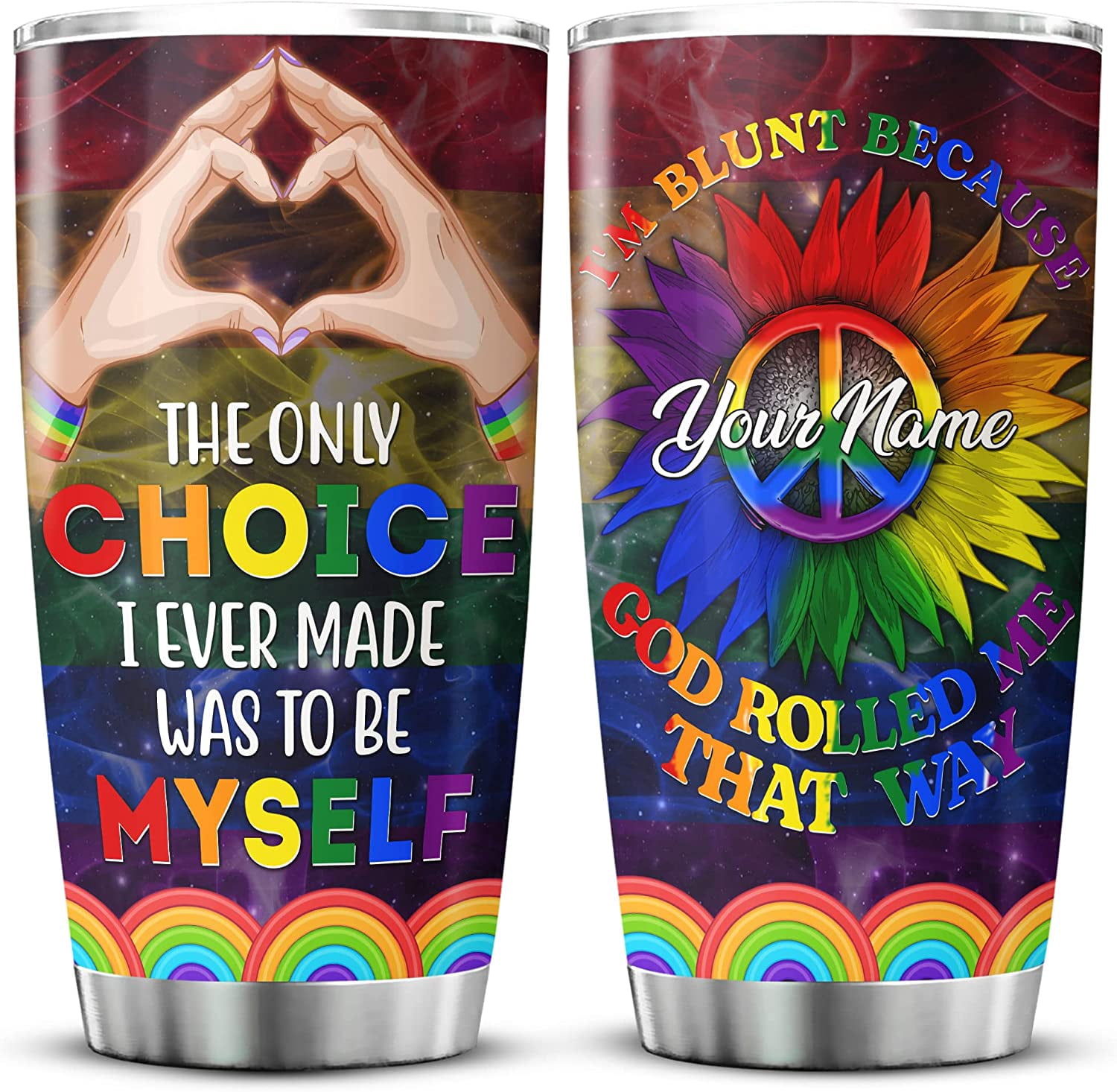 LGBT Themed 20 Oz Sunflower Rainbow Stainless Tumbler - Ideal Gift for ...