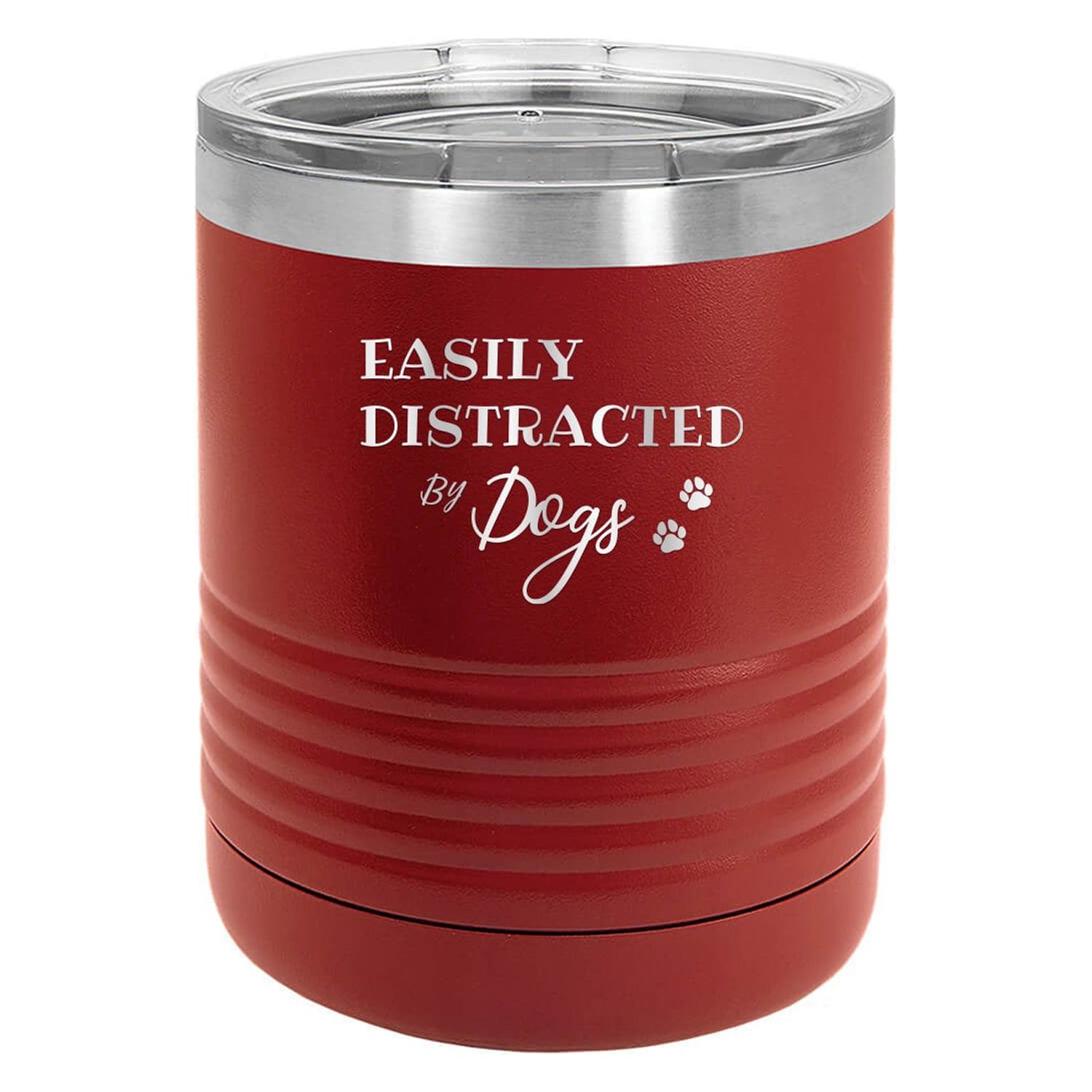 Easily Distracted By Dogs - Engraved 10 oz Tumbler Cup Unique Funny ...