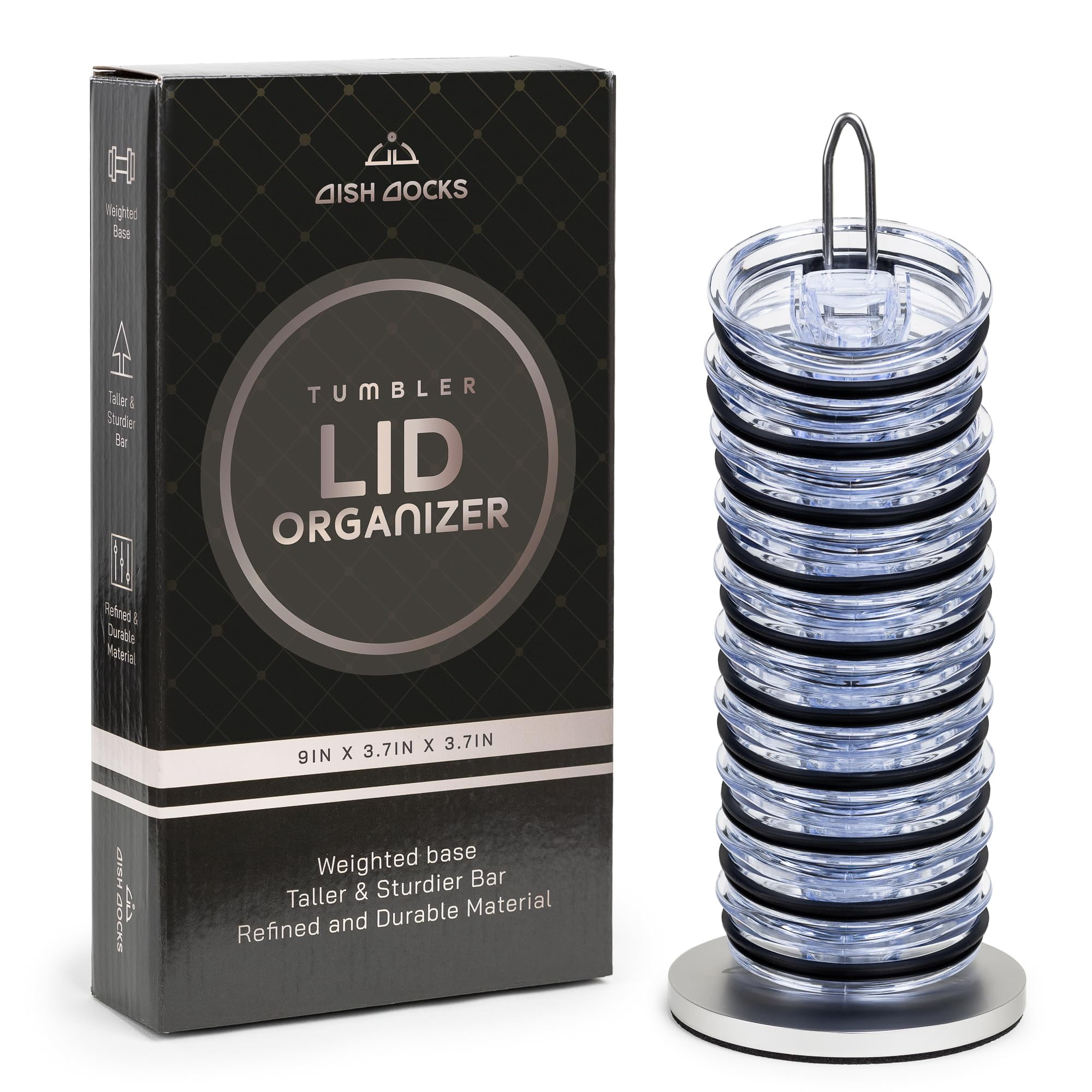 Tumbler Lid Organizer for Cabinet & Countertop - Slim Space-Saving Lid ...