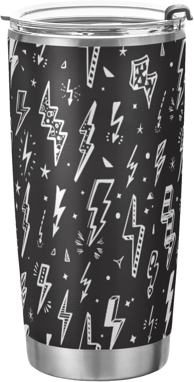 Tumbler Lightning Bolts Doodle Insulated Coffee Cup Beverage Container ...