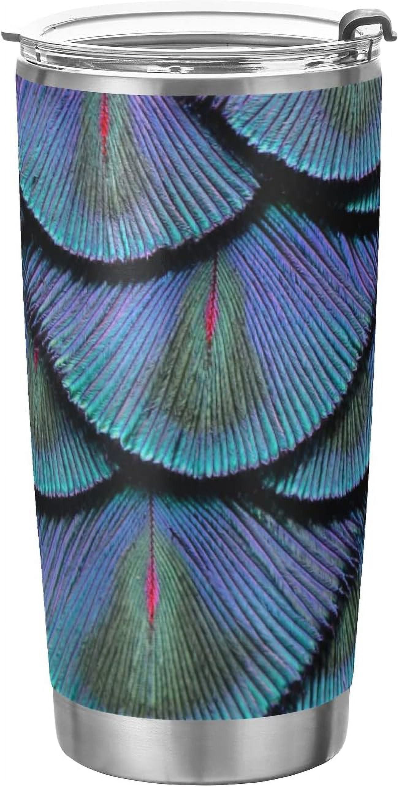 Tumbler Peacock Feather Cute Gorgeous Insulated Coffee Cup Beverage ...