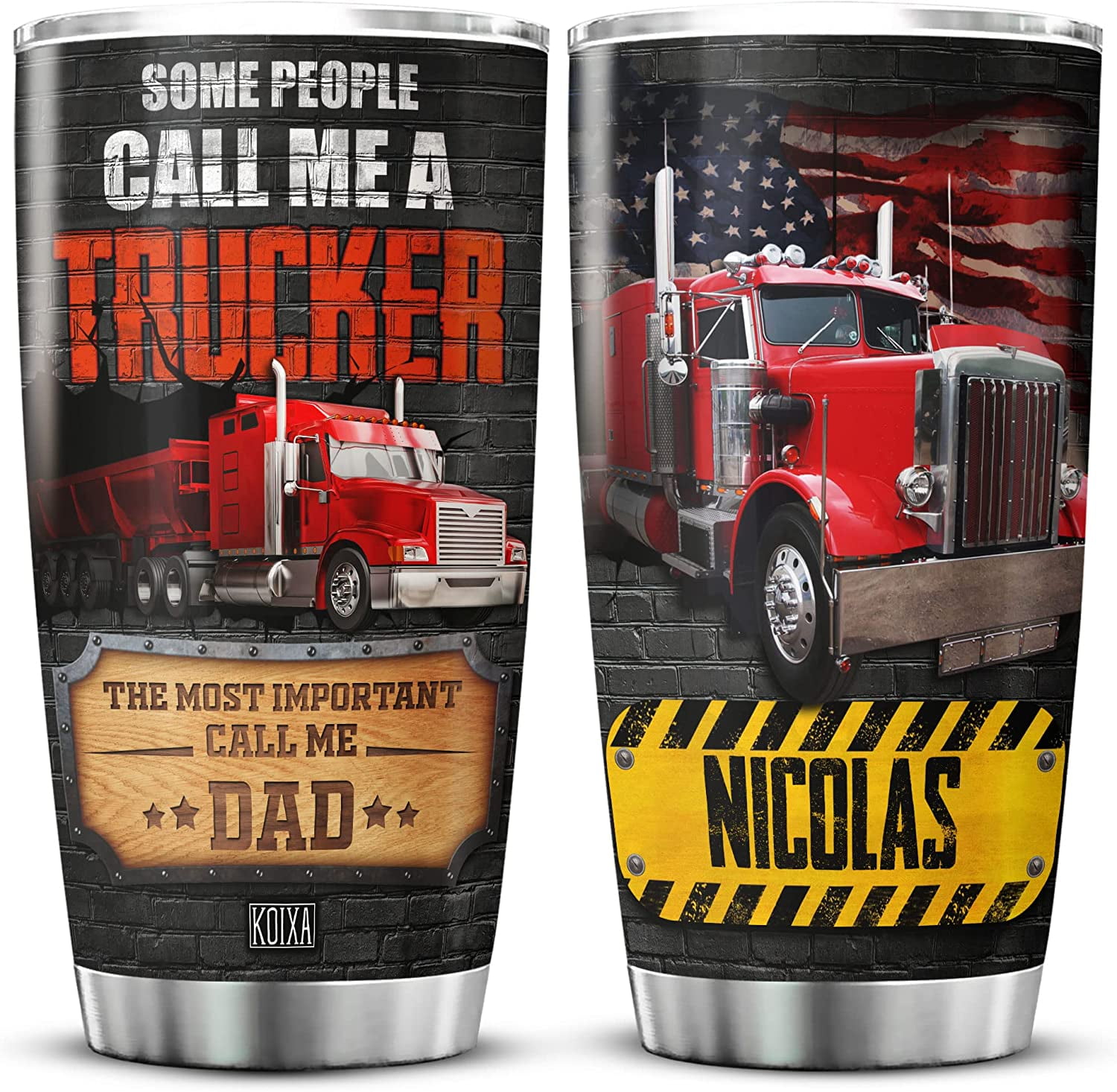 Tumbler Some People Call Me Trucker Dad Gifts For Men Stainless Steel ...