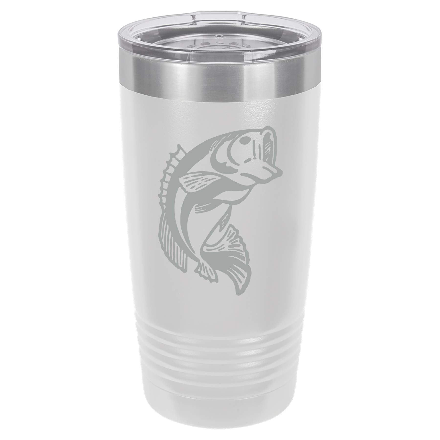 Tumbler Stainless Steel Vacuum Insulated Travel Mug Bass Fish (White ...