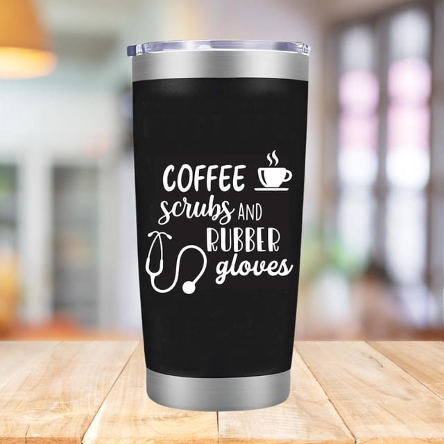 Tumbler Stainless Steel Vacuum Insulated Travel Mug Coffee Scrubs And ...