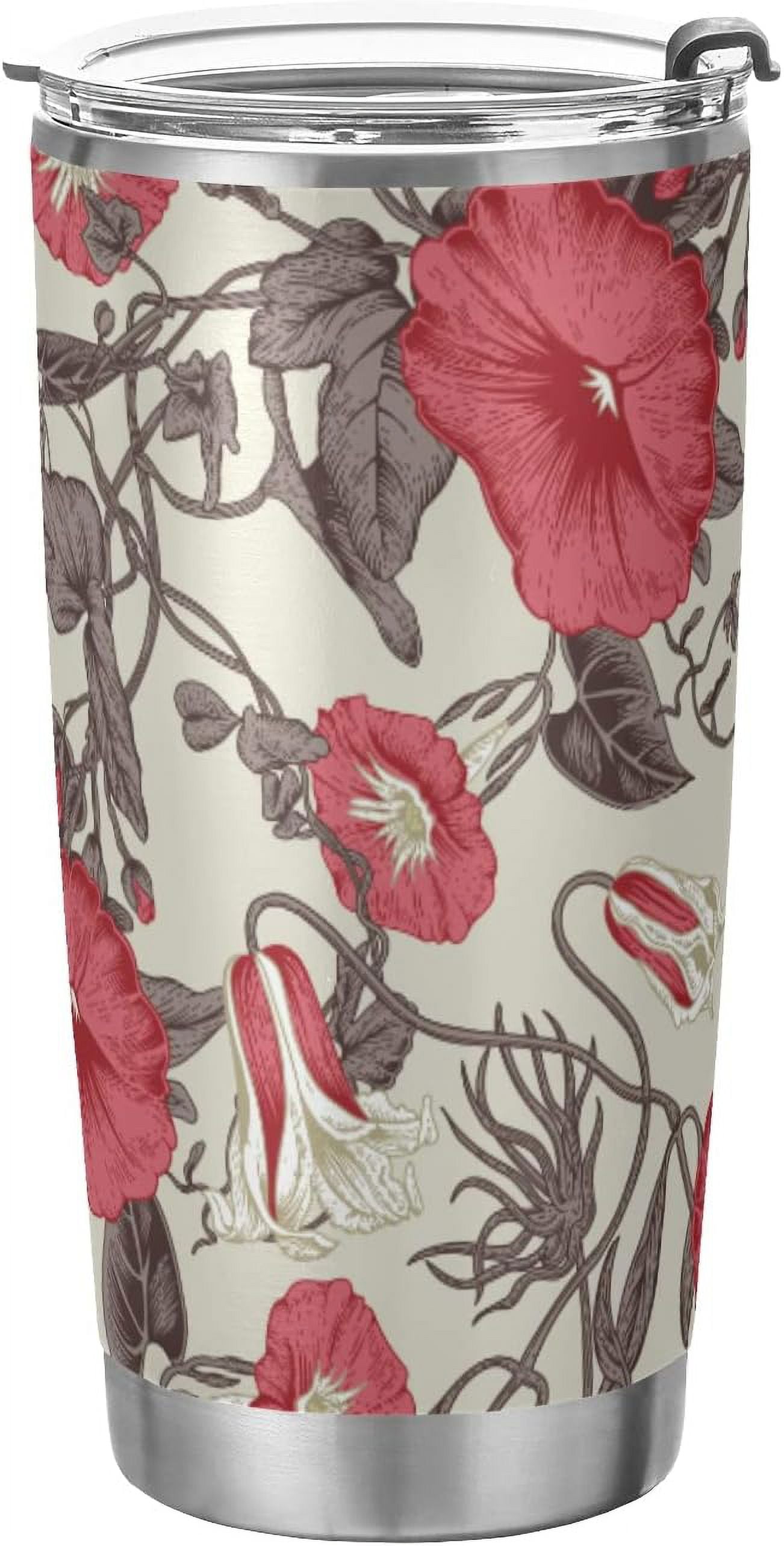 Tumbler Trumpet Flower Red Insulated Coffee Cup Beverage Container ...