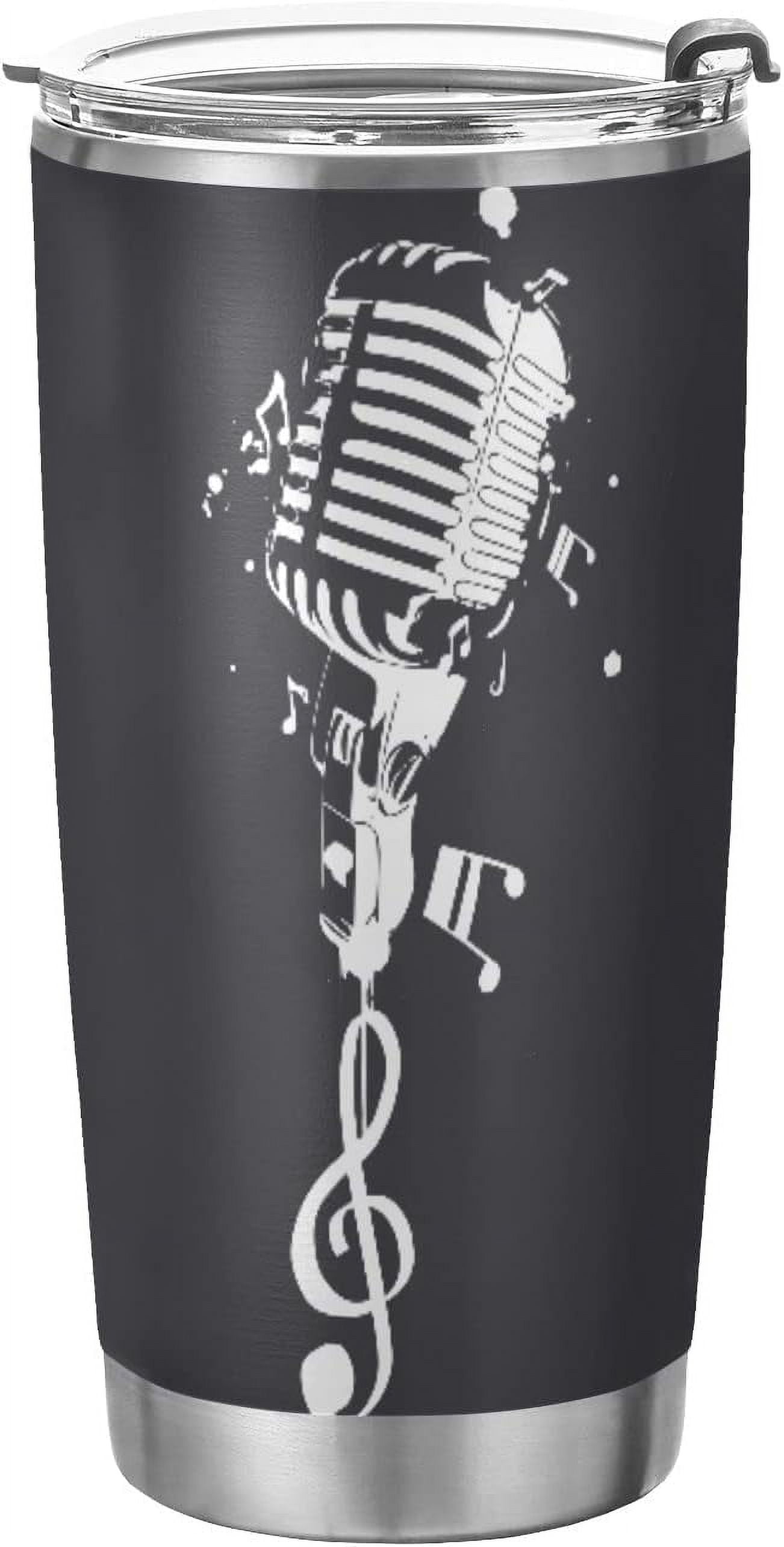Tumbler Vintage Microphone Music Note Insulated Coffee Cup Beverage ...