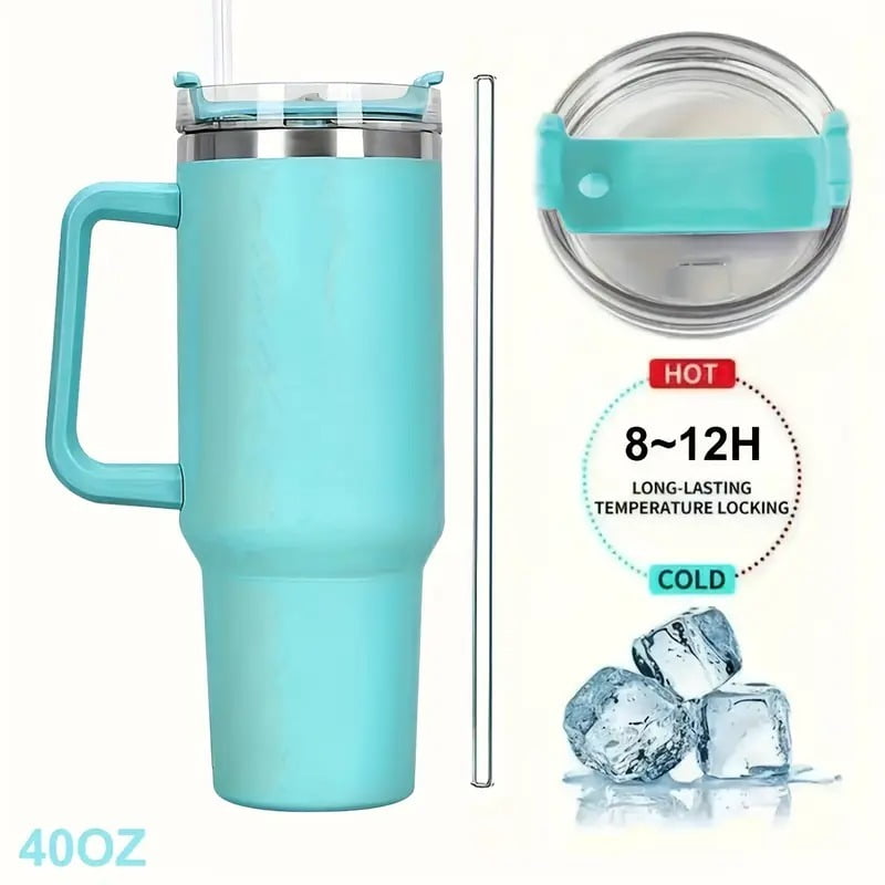 Tumbler With Handle 40 oz Travel Mug Straw Covers Cup with Lid ...