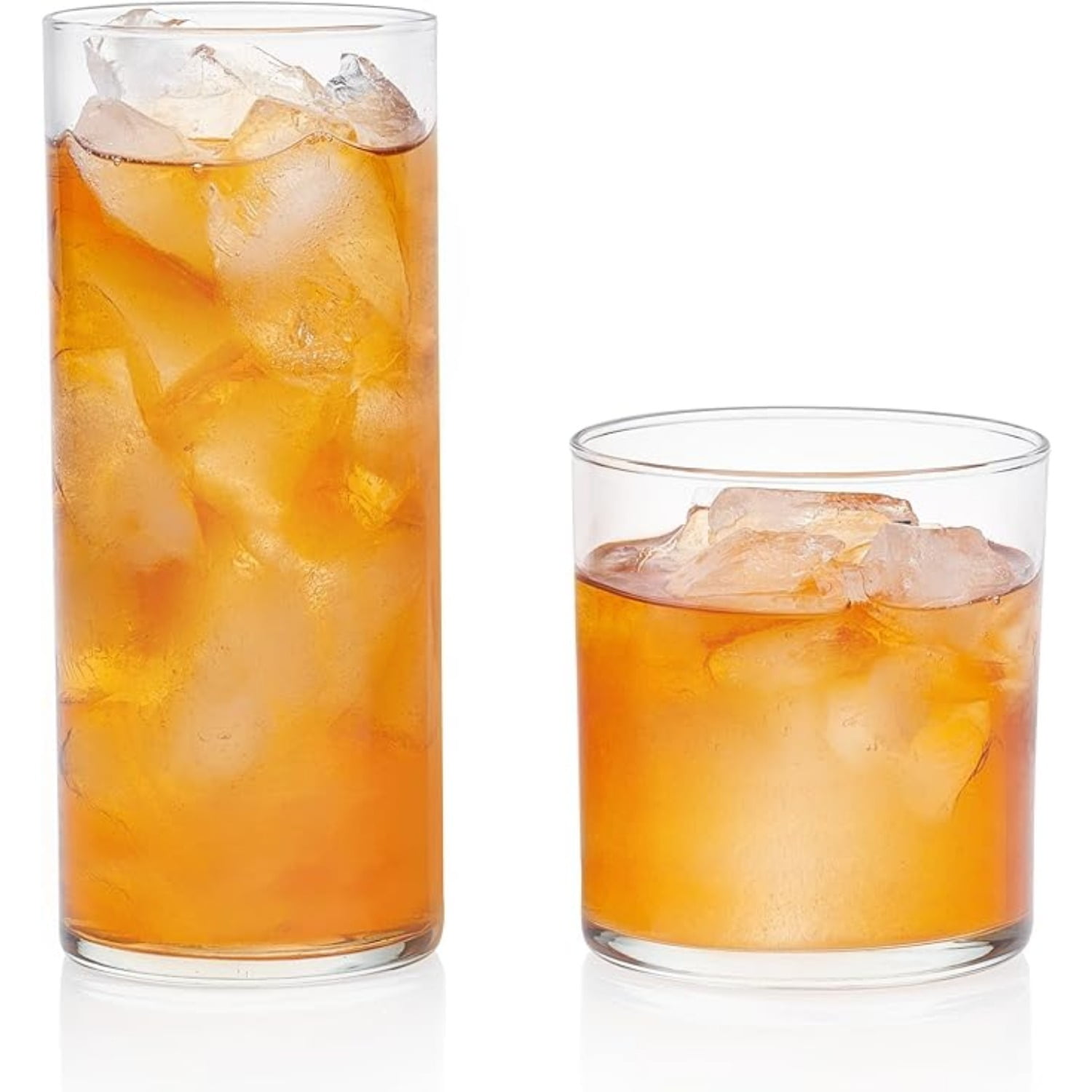 Tumbler and Rocks Bar Glass Set, Clear, Sleek All-Purpose 16 Piece ...