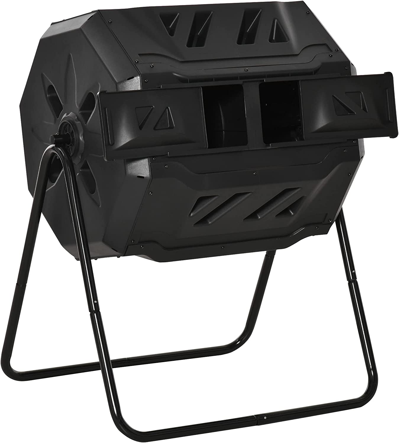 Tumbling Compost Bin Outdoor 360° Dual Chamber Rotating Composter 43 ...
