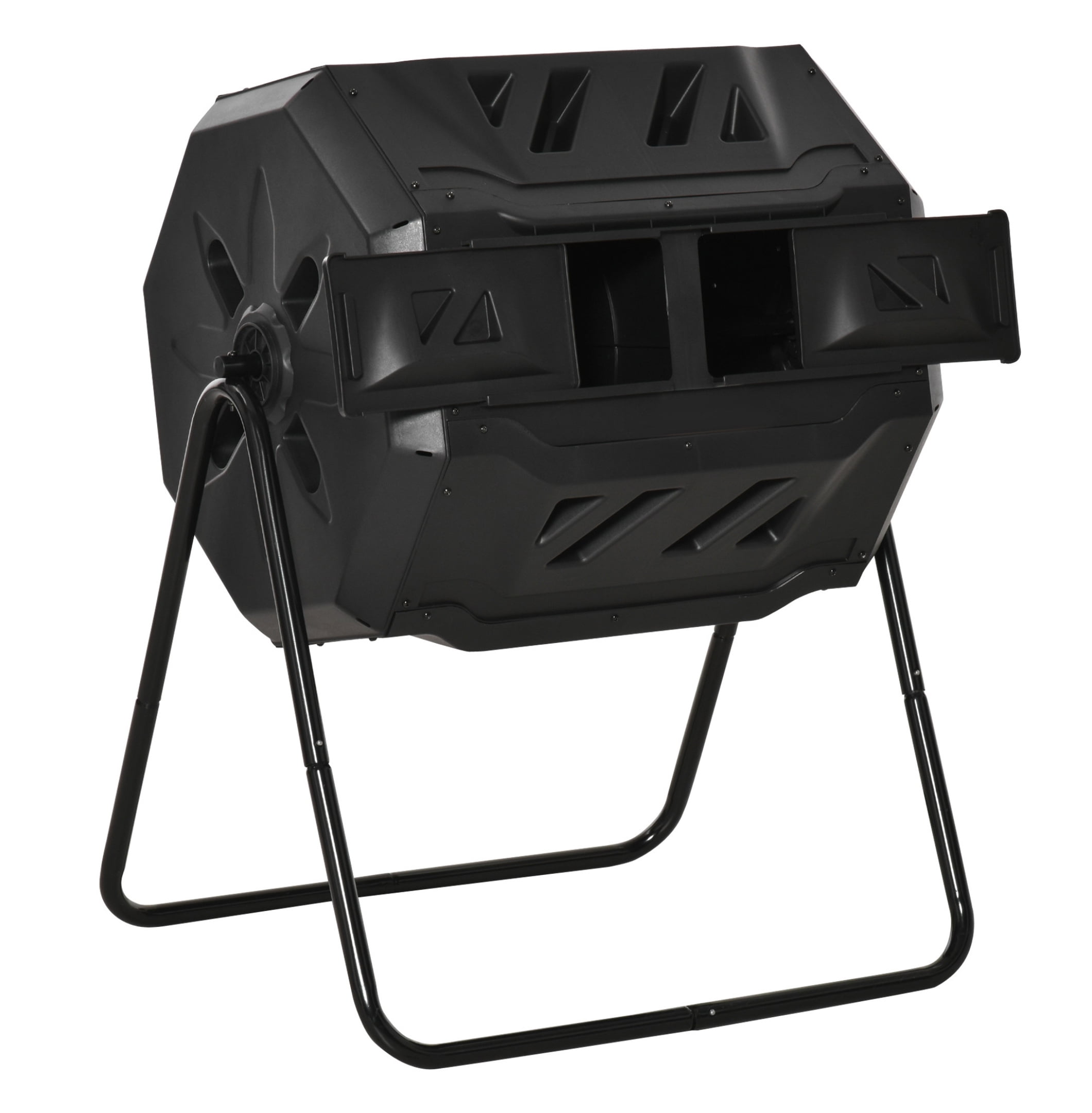 Tumbling Compost Bin Outdoor 360° Dual Chamber Rotating Composter 43 ...