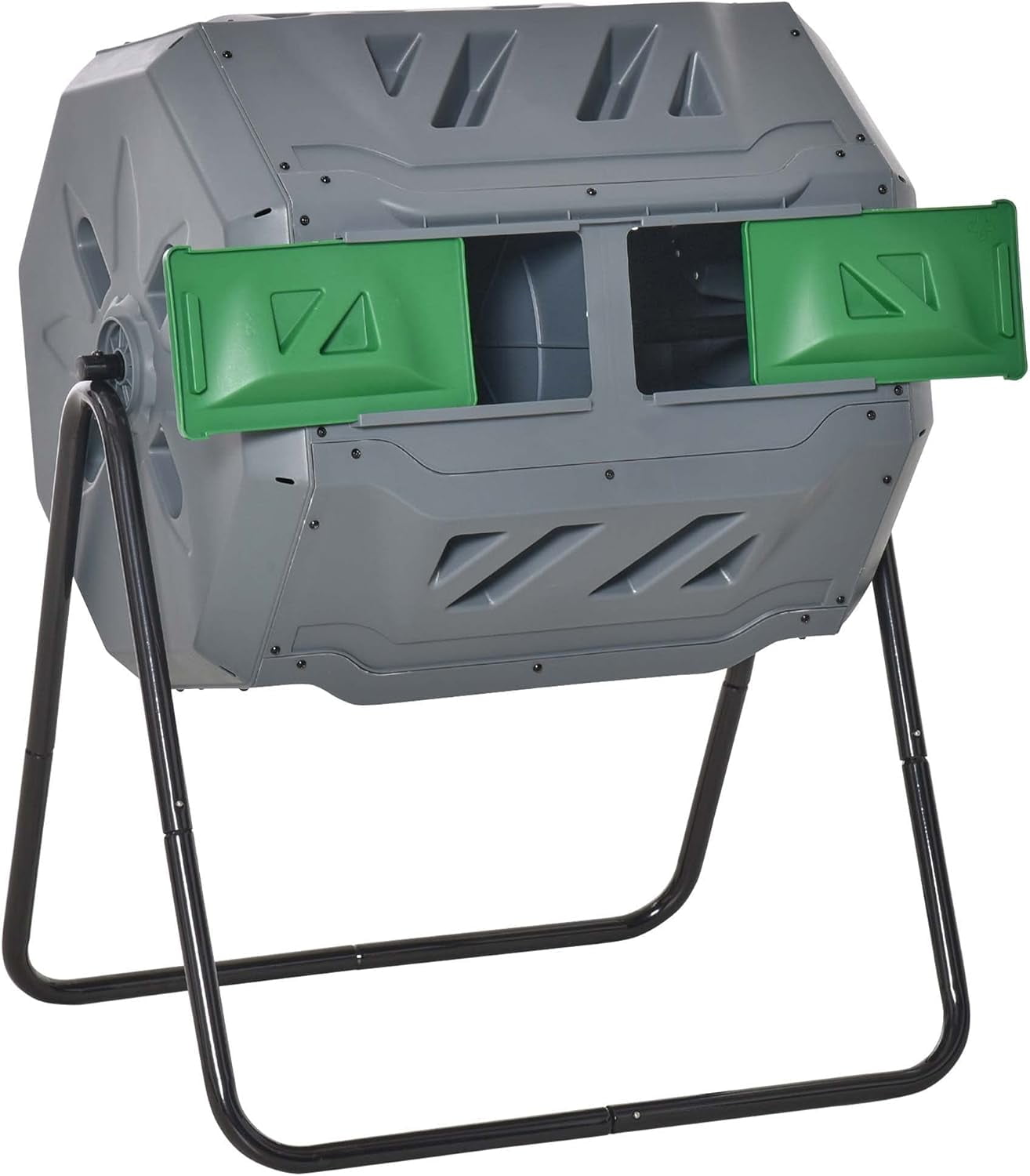 Tumbling Compost Bin Outdoor 360° Dual Chamber Rotating Composter 43 ...