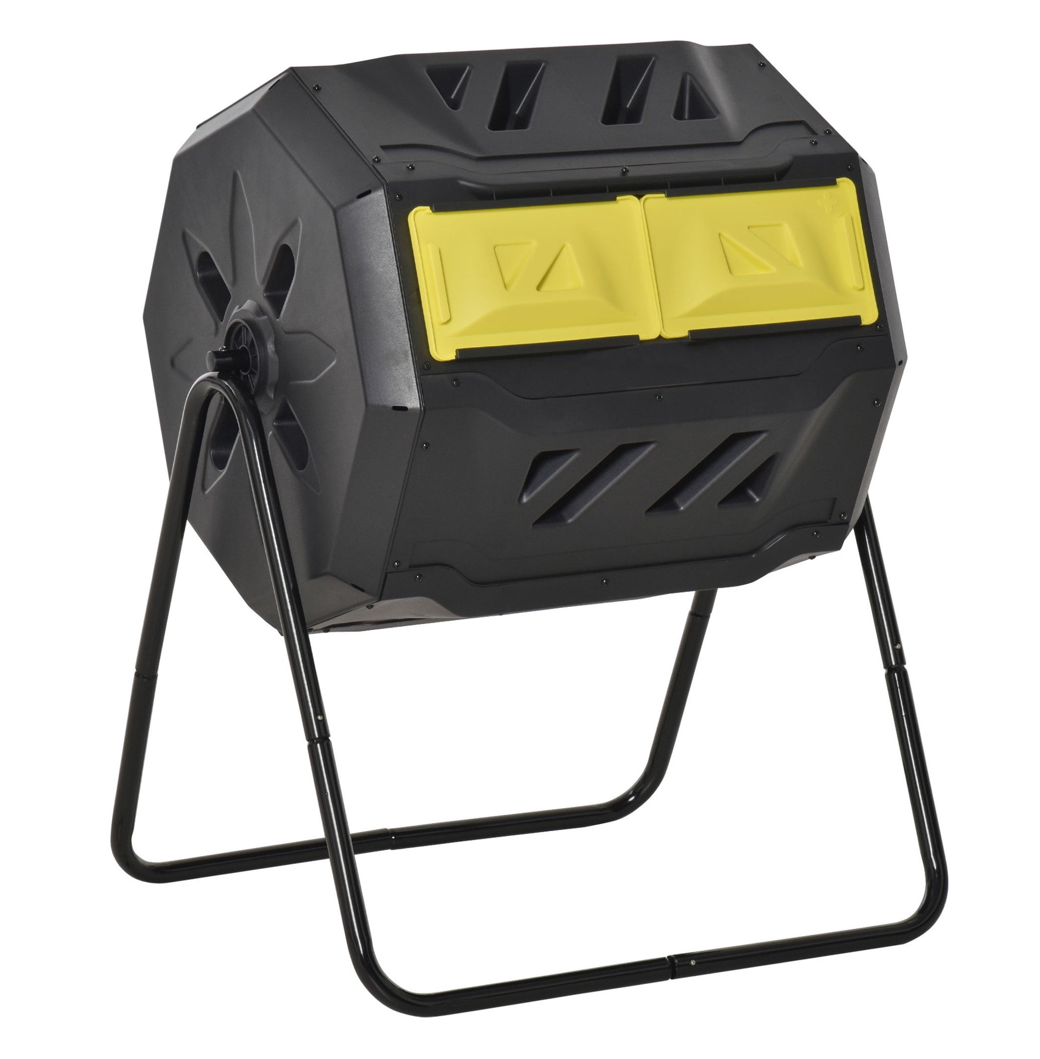 Tumbling Compost Bin Outdoor 360° Dual Chamber Rotating Composter 43 ...