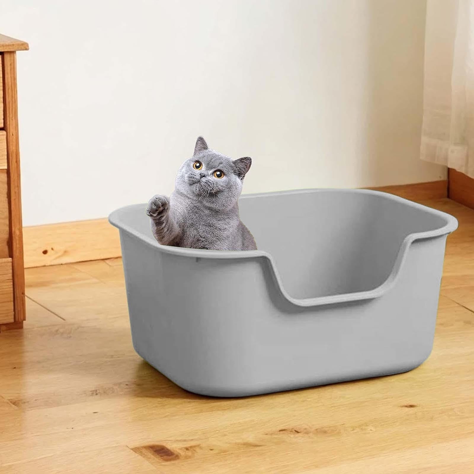 Tumdkd High Side Cat Litter Box, Large Litter Box，Cat Litter Pan ...