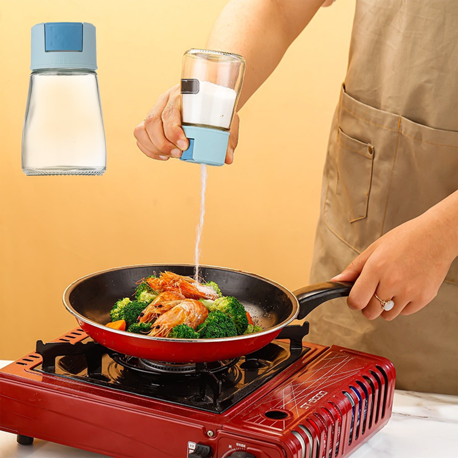 Tumdkd Home Clearance！Quantitative Seasoning Jar Glass Press Control ...