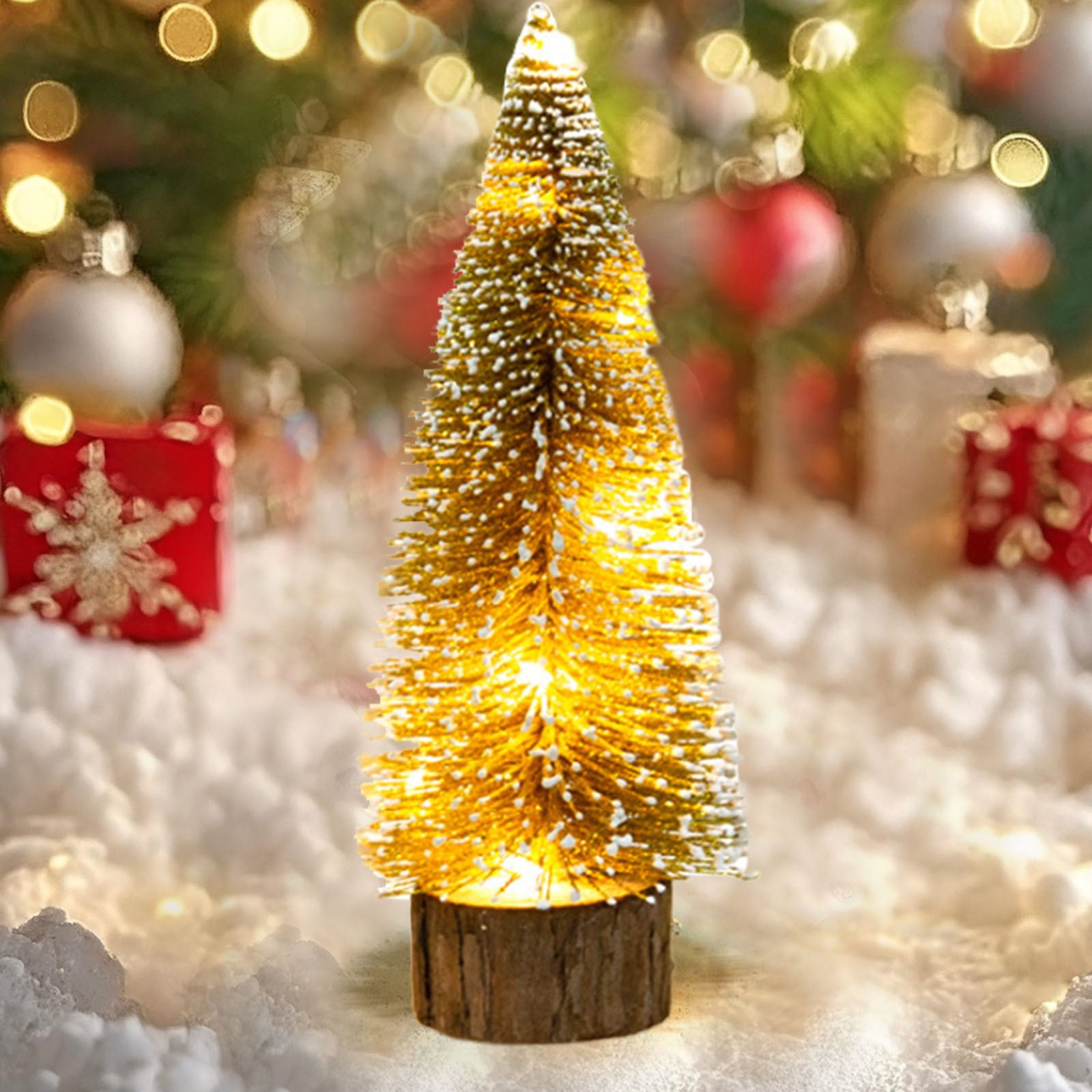 Haliyee Pre-lit Small Christmas Tree,9.8In Miniature Pine Trees Mini ...