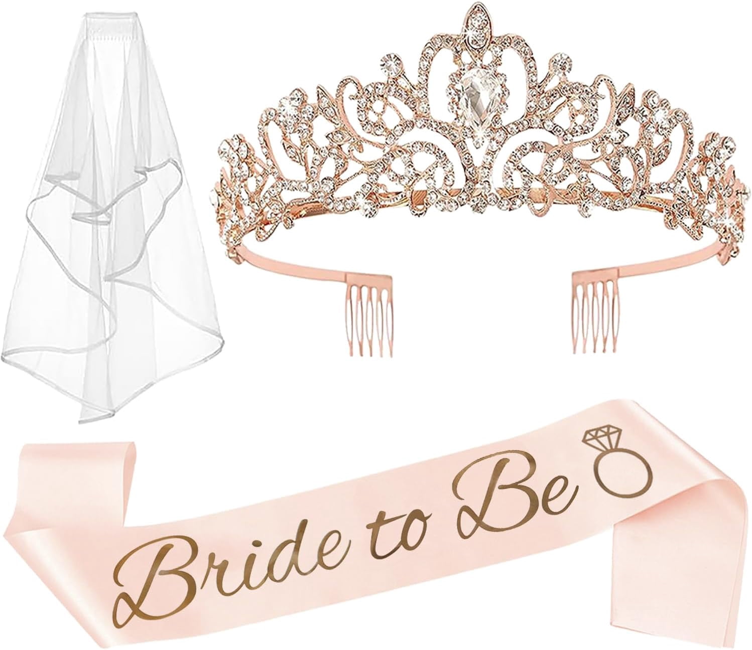 Tumis 3 Pcs Bachelorette Party Decorations Bridal Shower Crown, Bride ...