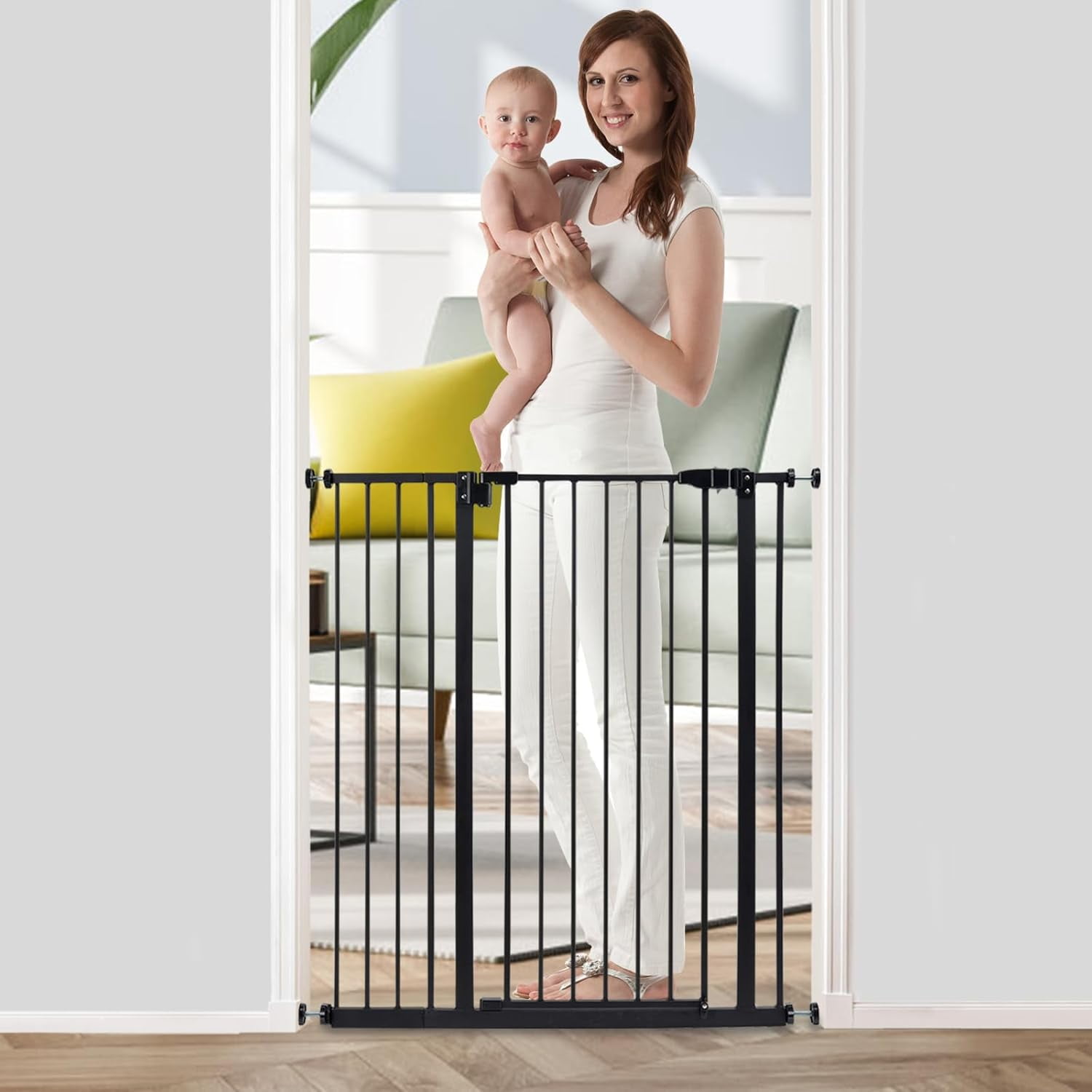 Tumis Extra Wide Baby Gate - 58-Inch White Doorway & Stair Gate, Tall ...
