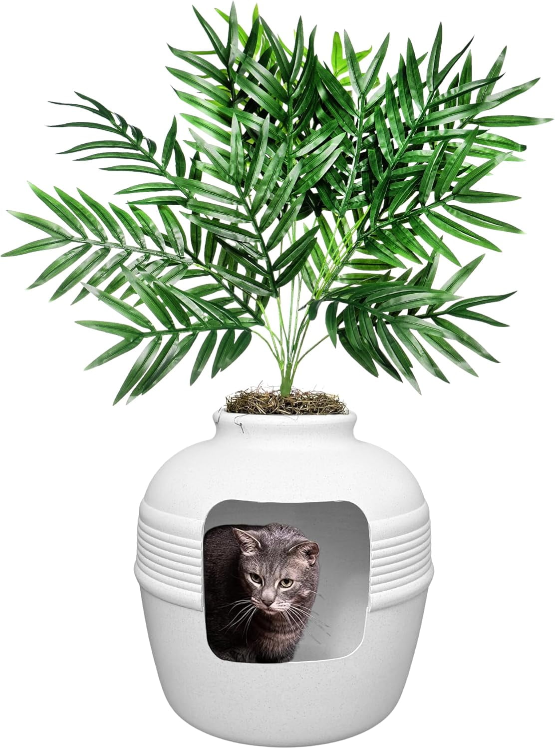 Tumis Hidden Litter Box Base Kit, Round Enclosed Cat Planter Furniture ...