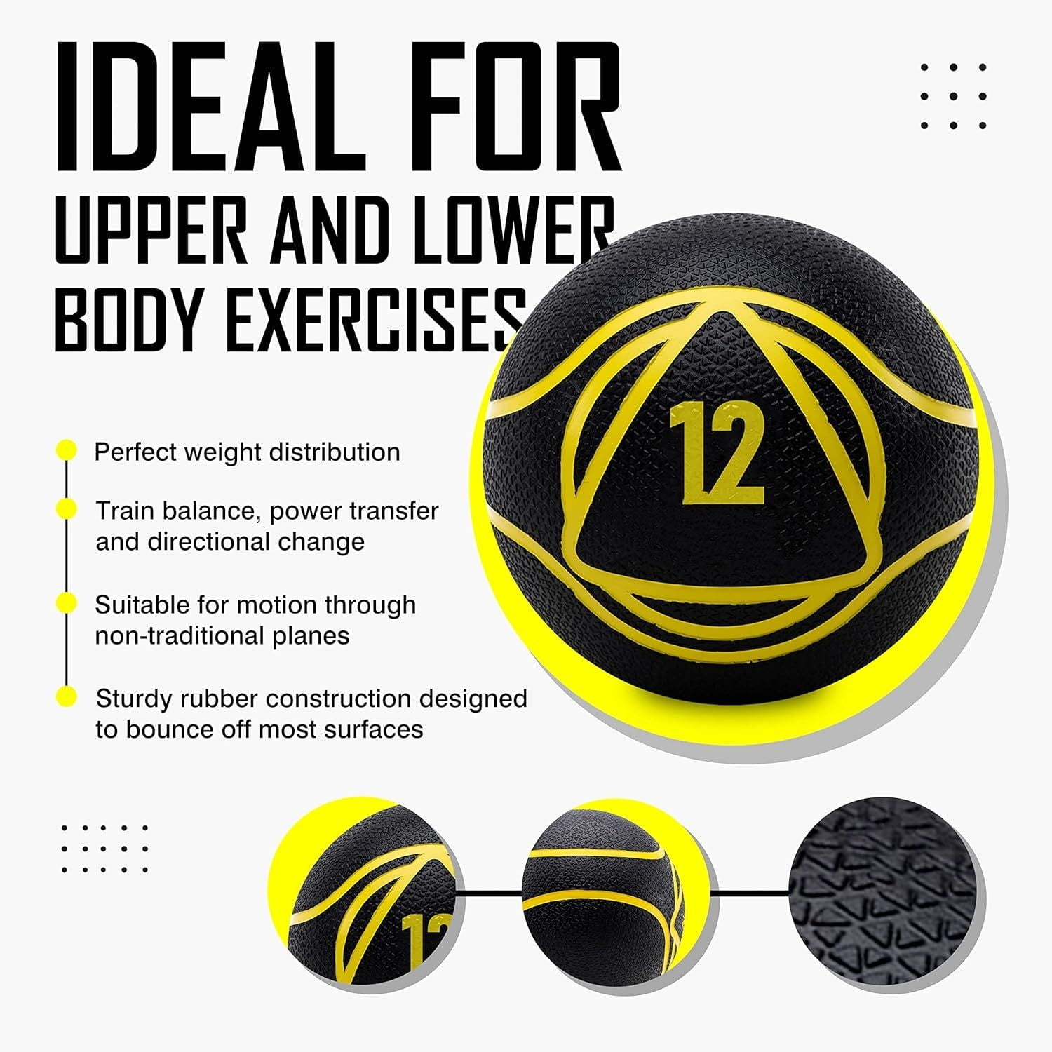 Tumis Medicine Exercise Ball - Commercial Grade Virgin Rubber Shell ...