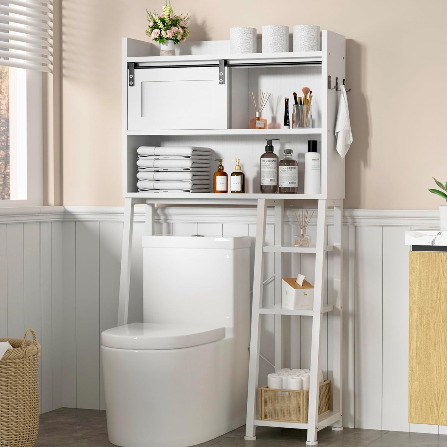 Tumis Over The Toilet Storage Cabinet with Sliding Door, 32.5" W Free ...