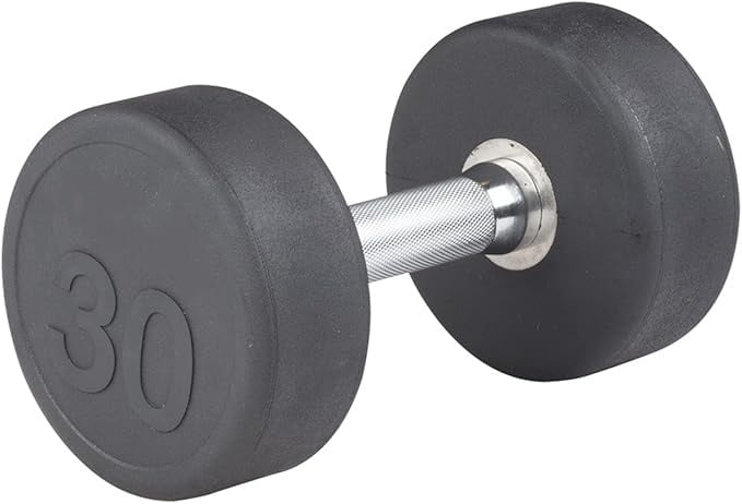 Tumis Premium Round Rubber-Coated Cast Iron Dumbbells with Solid Steel ...