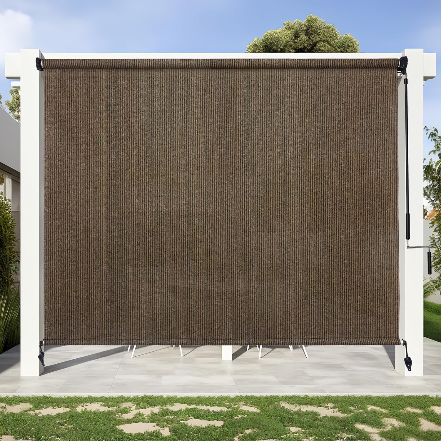 Tumis6'(W) x6'(H) Mocha Outdoor Roller Shade - Cordless Exterior Roll ...
