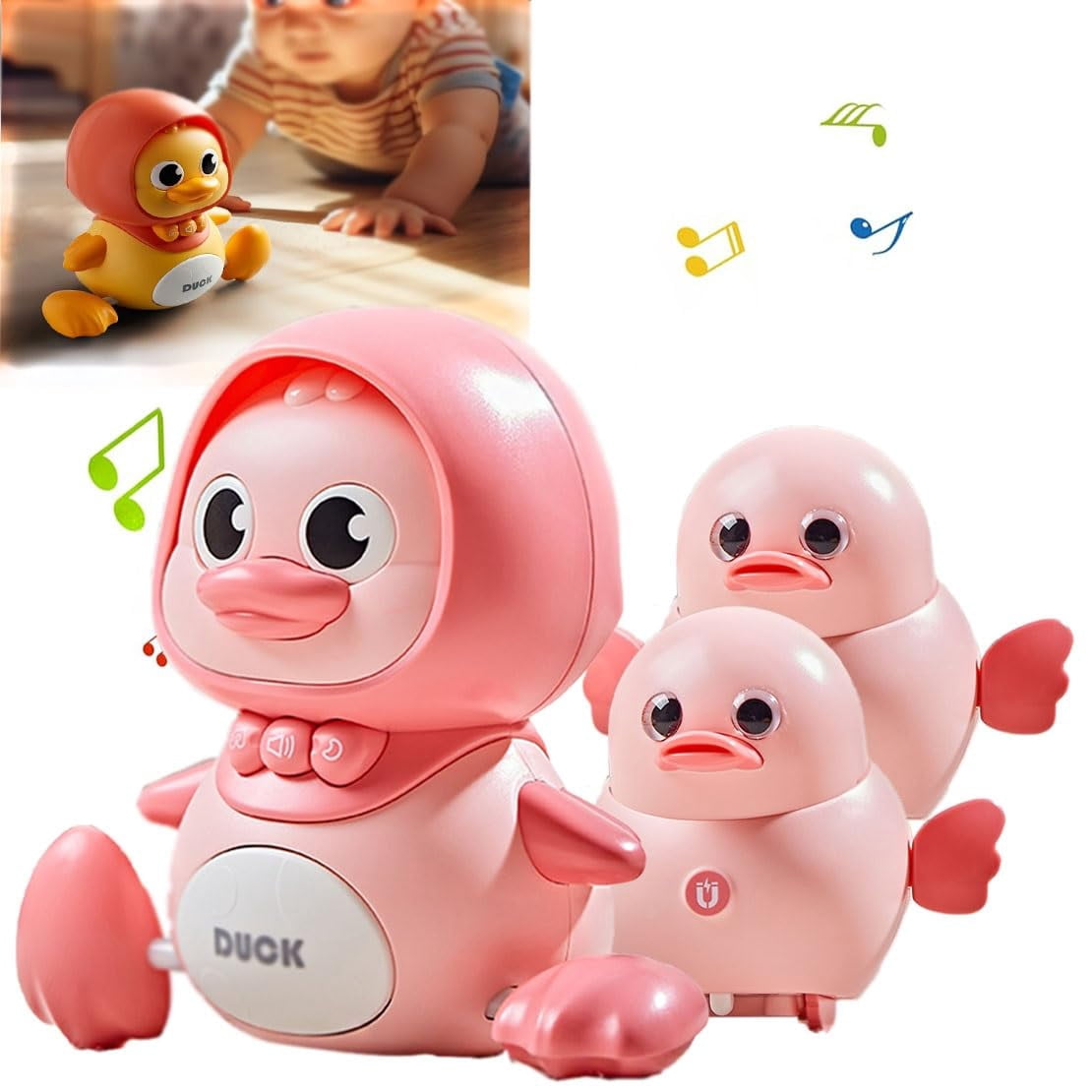 Tummy Time Duck Family Toy, Walking Duck with Baby Ducks, 3 Pack Light ...