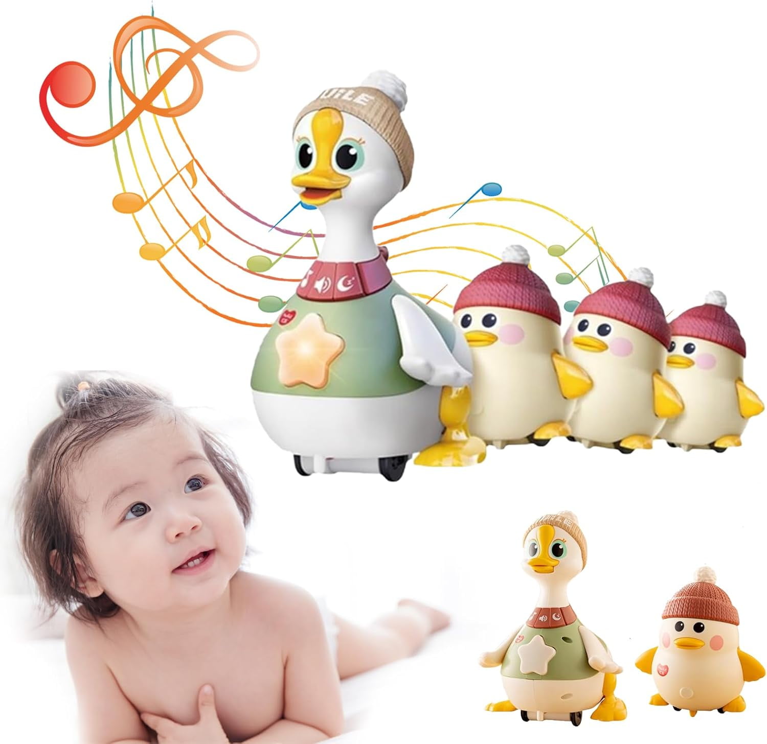 Tummy Time Duck Family Toy, Walking Duck with Baby Ducks, 3 Pack ...