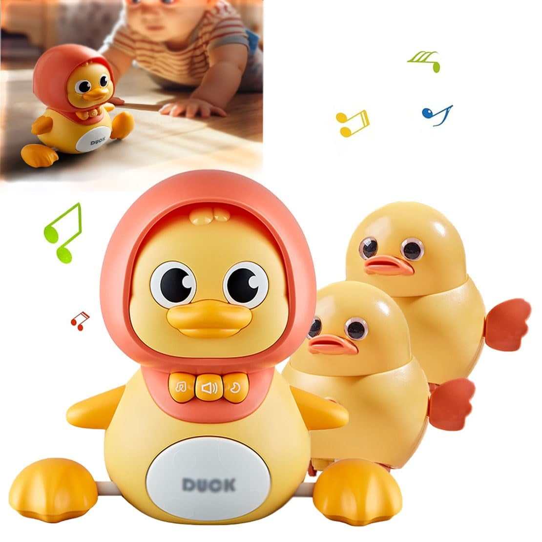 Tummy Time Duck Family Toy, Walking Duck with Baby Ducks, 3 Pack Light ...