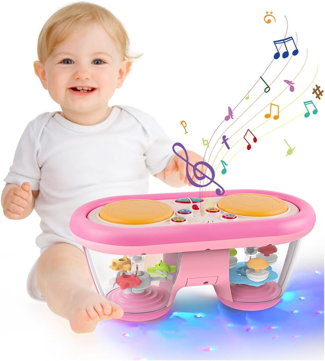Tummy Time Toys + Baby Toys 6-12 Months: Drum Musical Instruments ...
