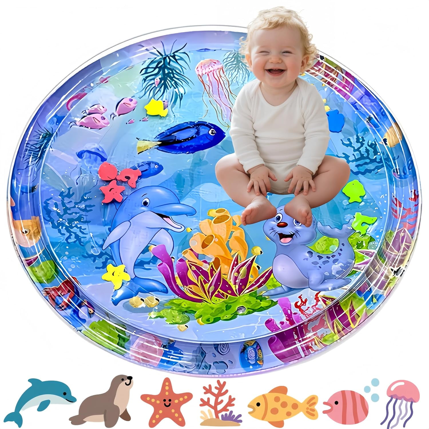 Tummy Time Water Mat for Babies - Extra Large Baby Play Water Mat ...