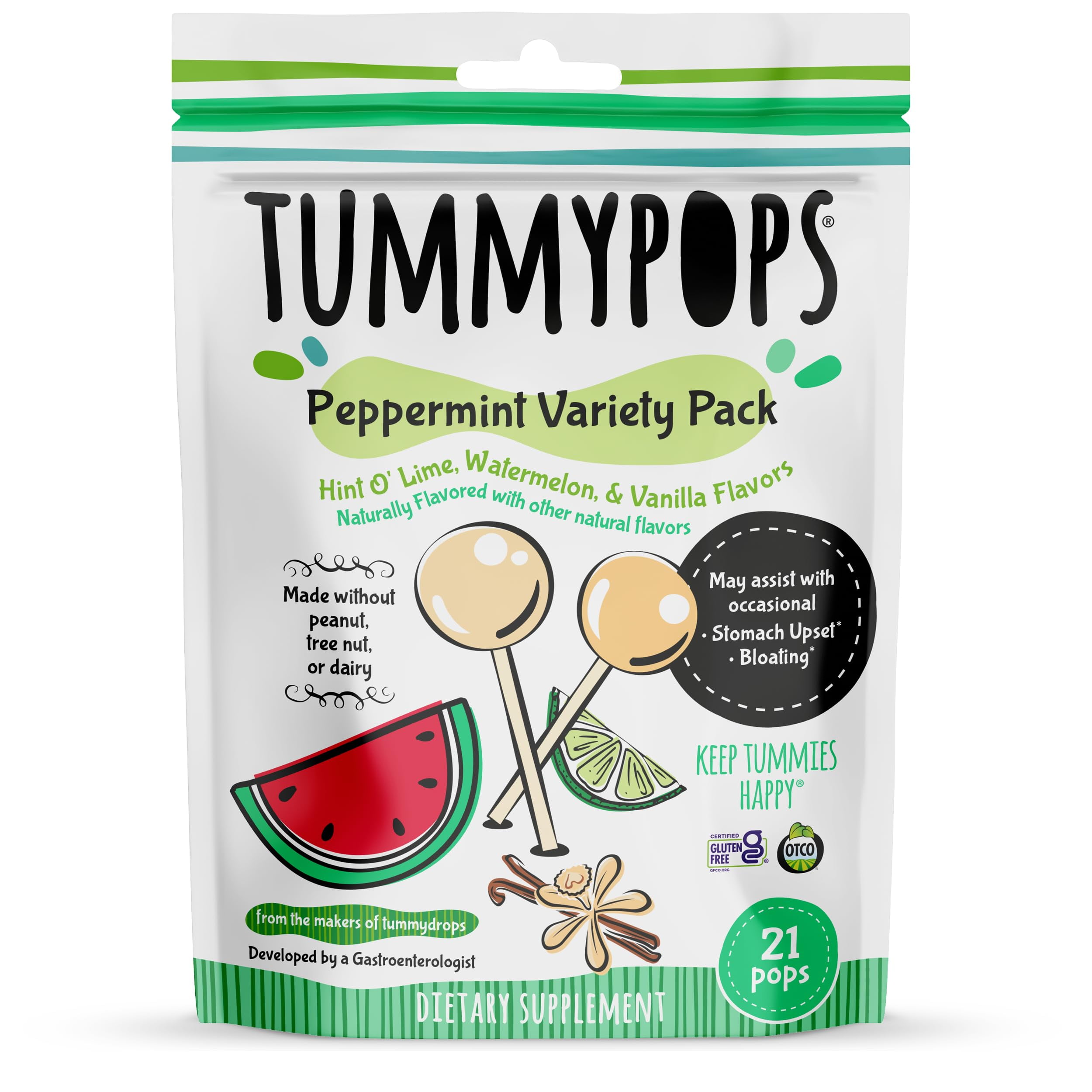 Tummypops Peppermint Variety Pack (Hint 'O Lime, Watermelon, & Vanilla ...