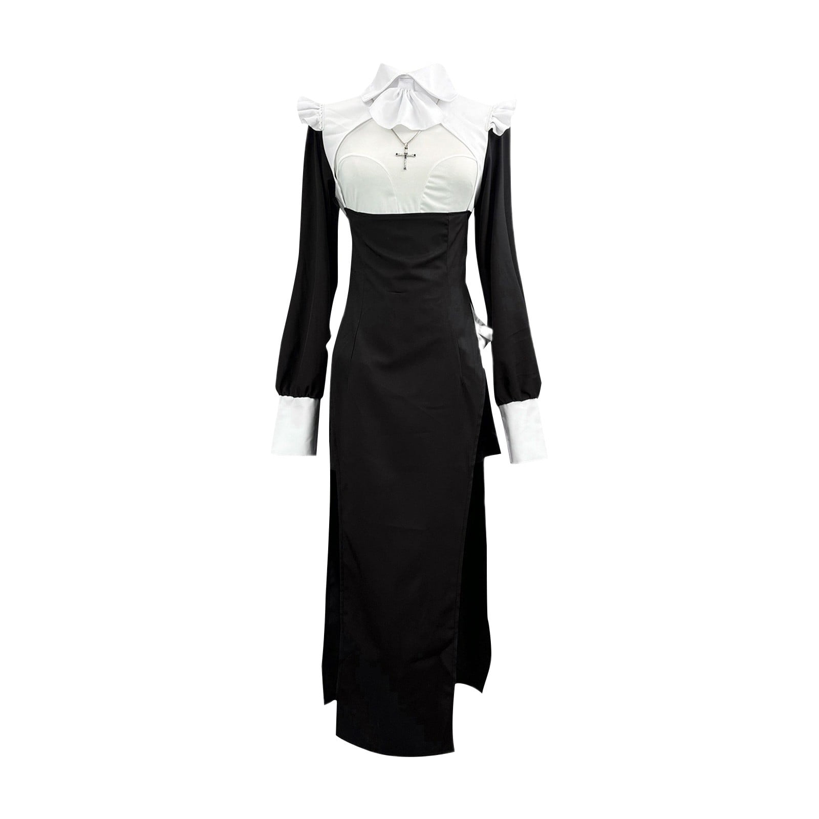 Tumotour Maxi Dress For Women Nun Sexy Drag Nurse Costume Halloween ...
