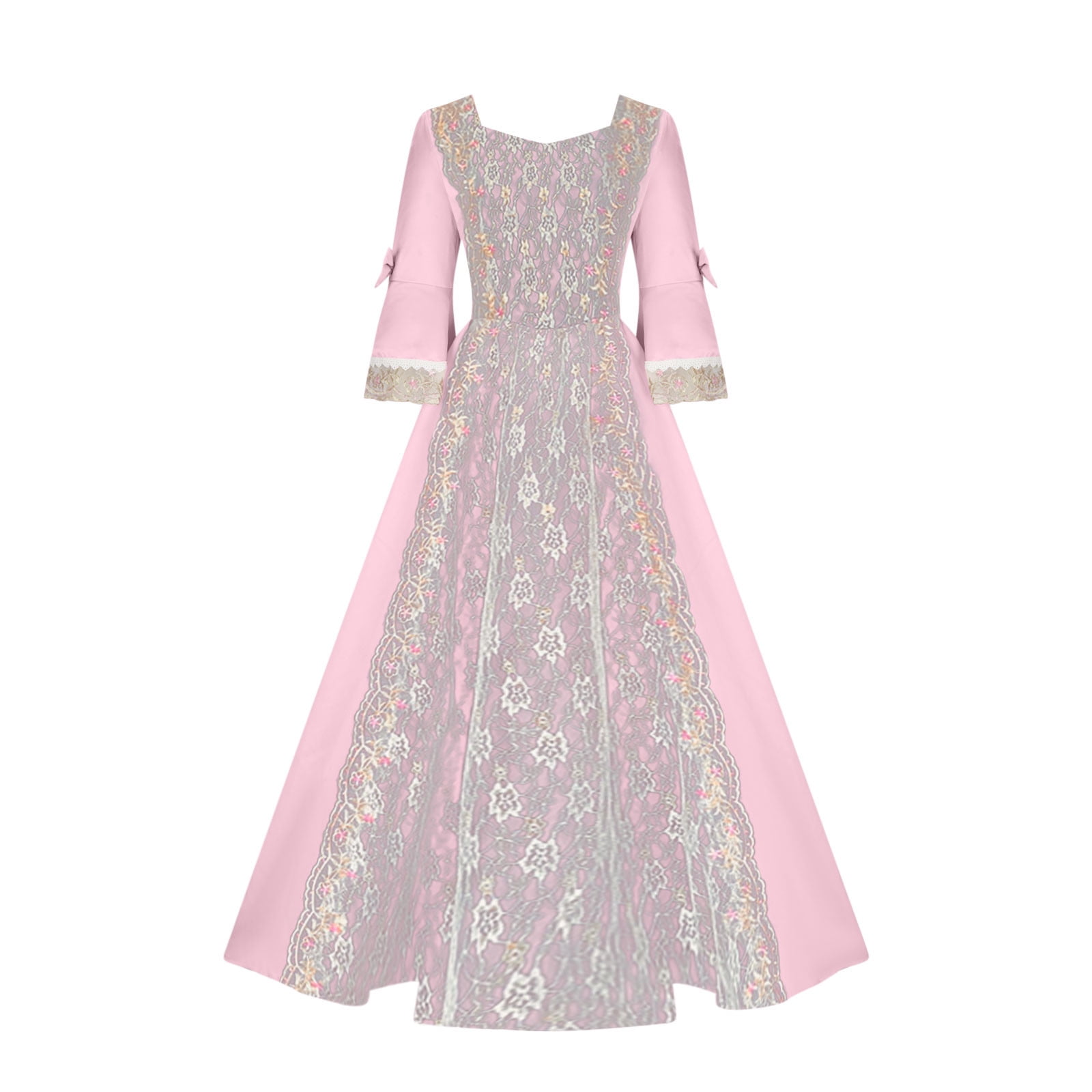 Tumotour Maxi Dress For Women Retro Court Noble Evening Costume Square ...