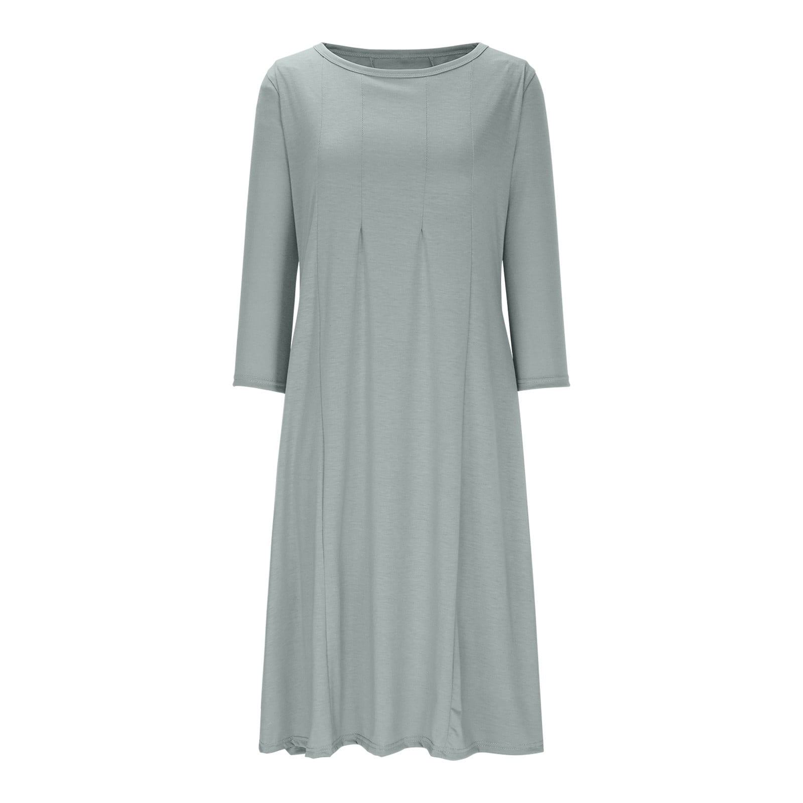 Tumotour Midi Dresses For Women Crew Neck Long Sleeve Wrap Flared ...