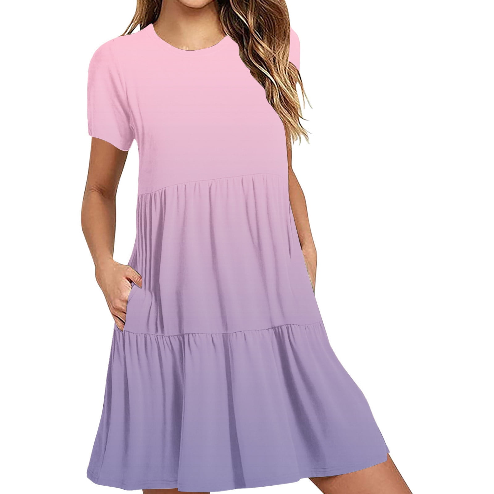 Tumotour Summer Clothes Dress For Women Summer Casual Short Sleeve T ...