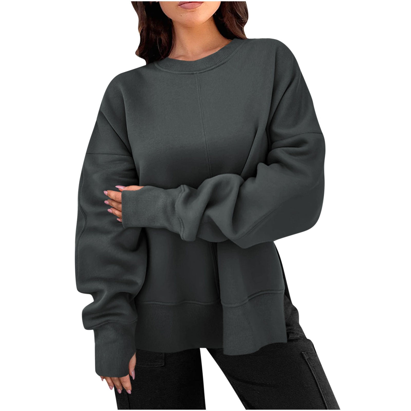 Tumotour Sweatshirts For Women Y2K Long Sleeve Crewneck Pullover Top ...