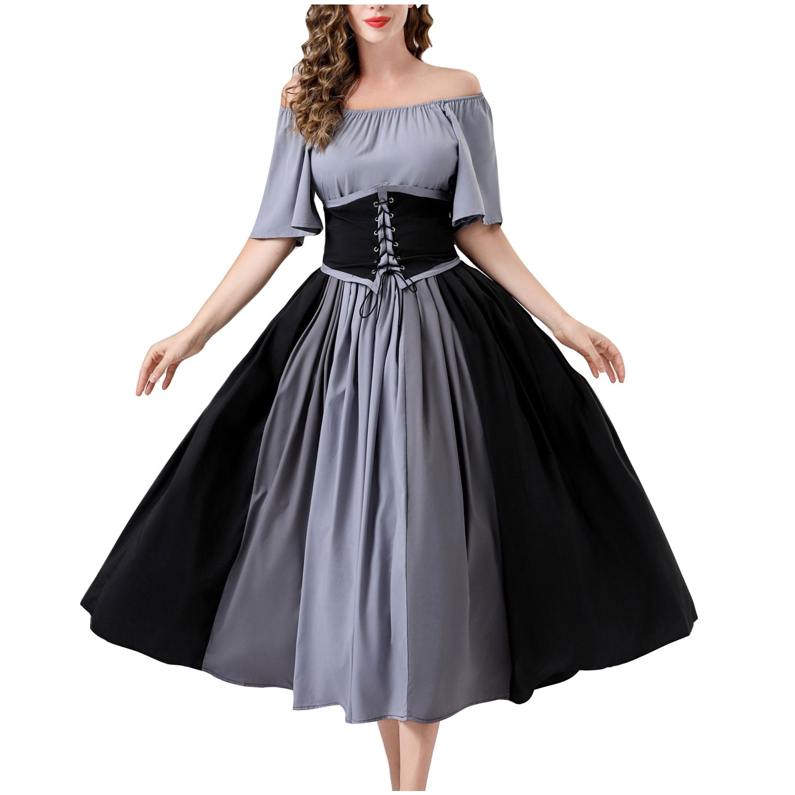 Tumotour Victorian Dress For Wome Medieval Renaissance Corset Flare ...