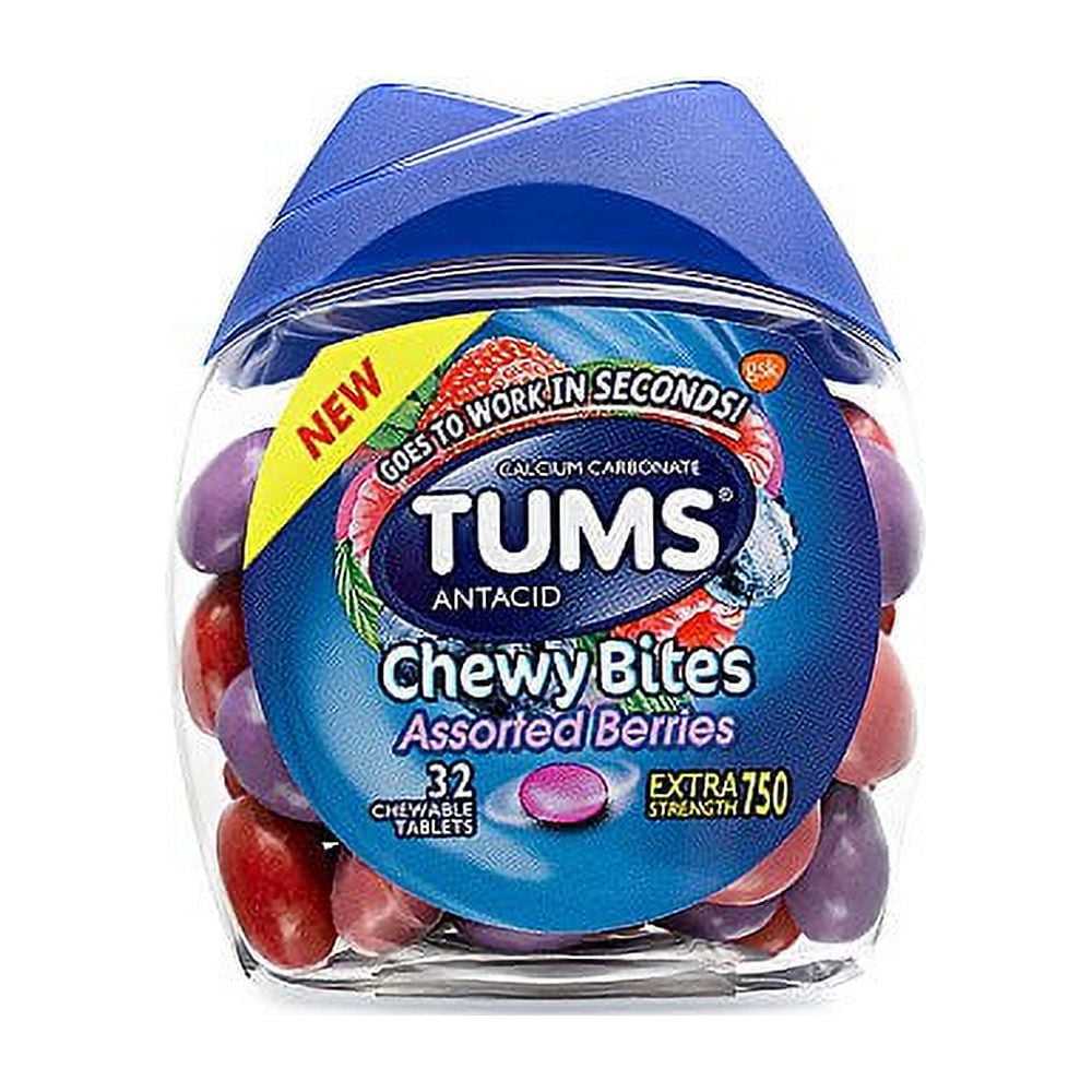 Tums Antacid Chewy Bites Asst Berry Chewable Tablets 32 Count Each ...