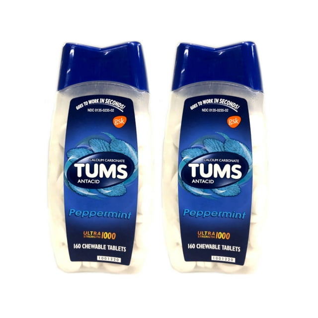 Tums Antacid Peppermint Ultra Strength Chewable Tablets, 160 Count ...