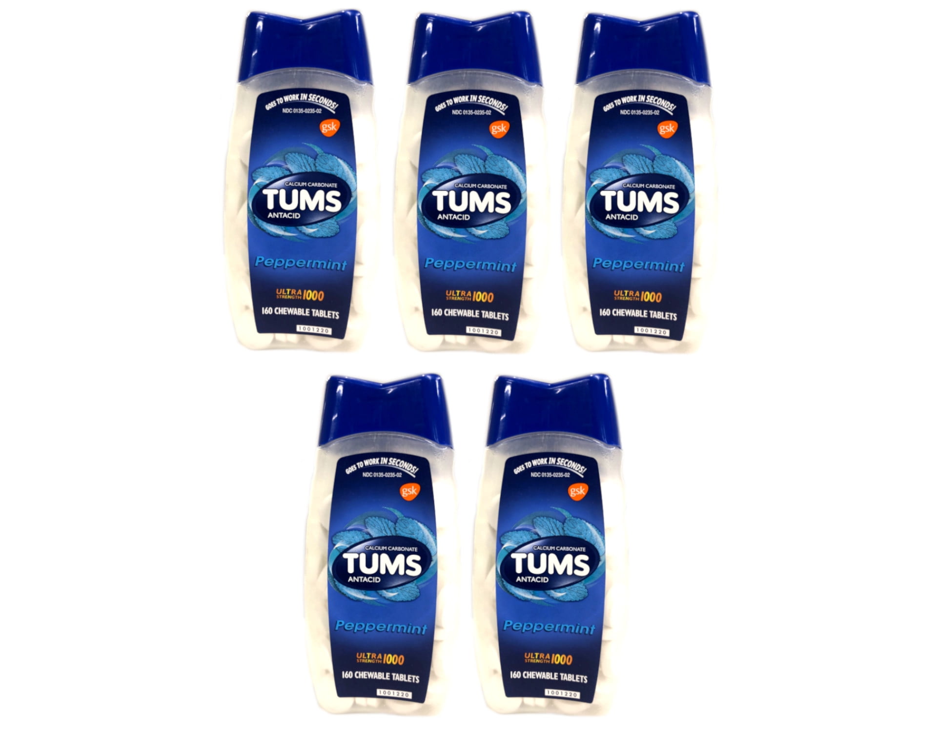 Tums Antacid Peppermint Ultra Strength Chewable Tablets, 160 Count ...