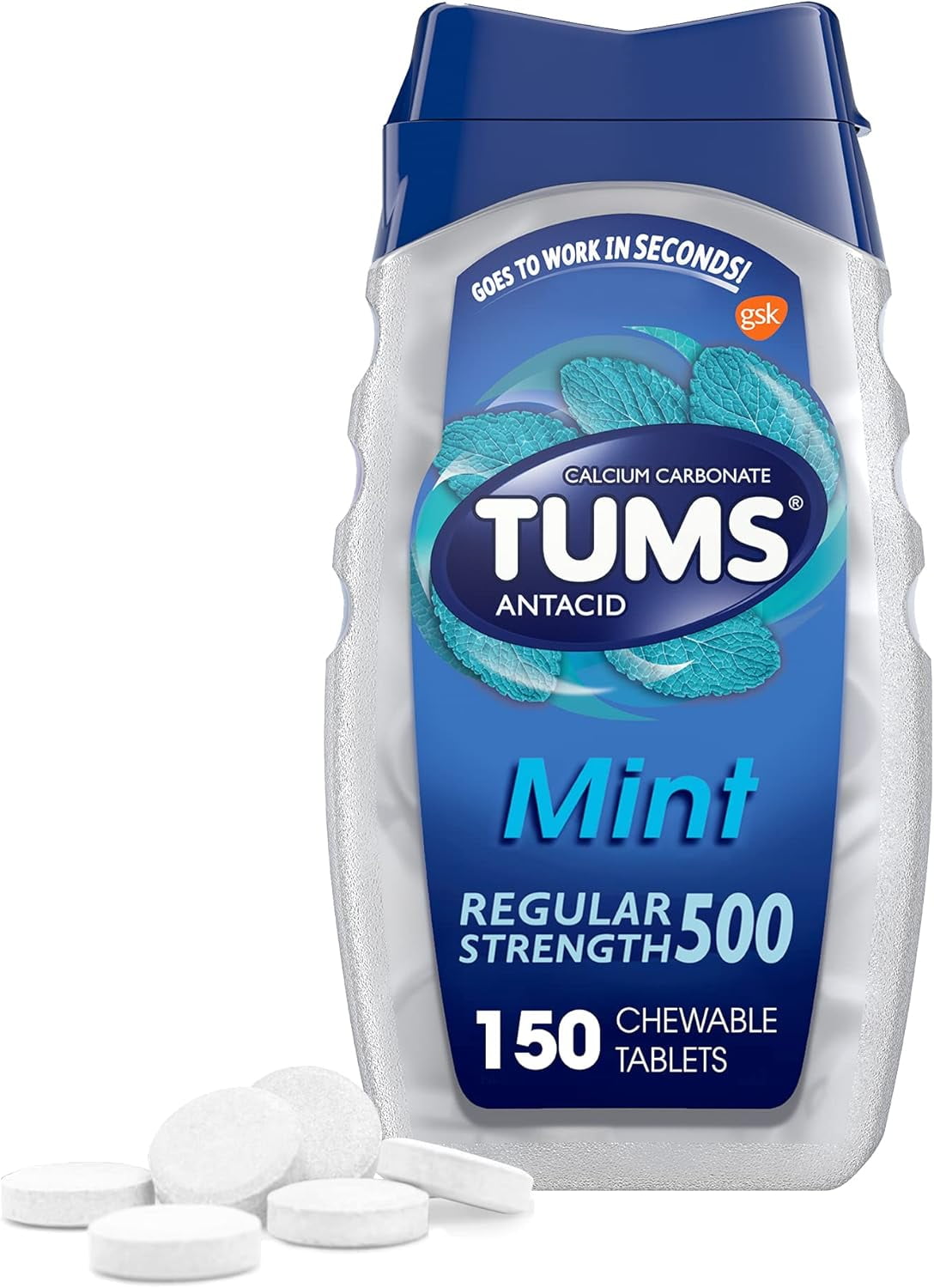 "Tums Antacid, Regular Strength, Chewable Tablets, mint, 150-Count ...