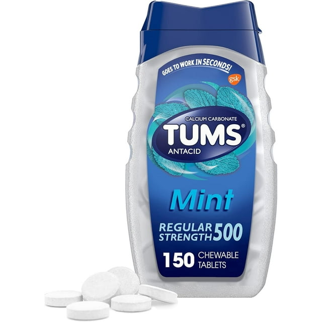 "Tums Antacid, Regular Strength, Chewable Tablets, mint, 150-Count ...