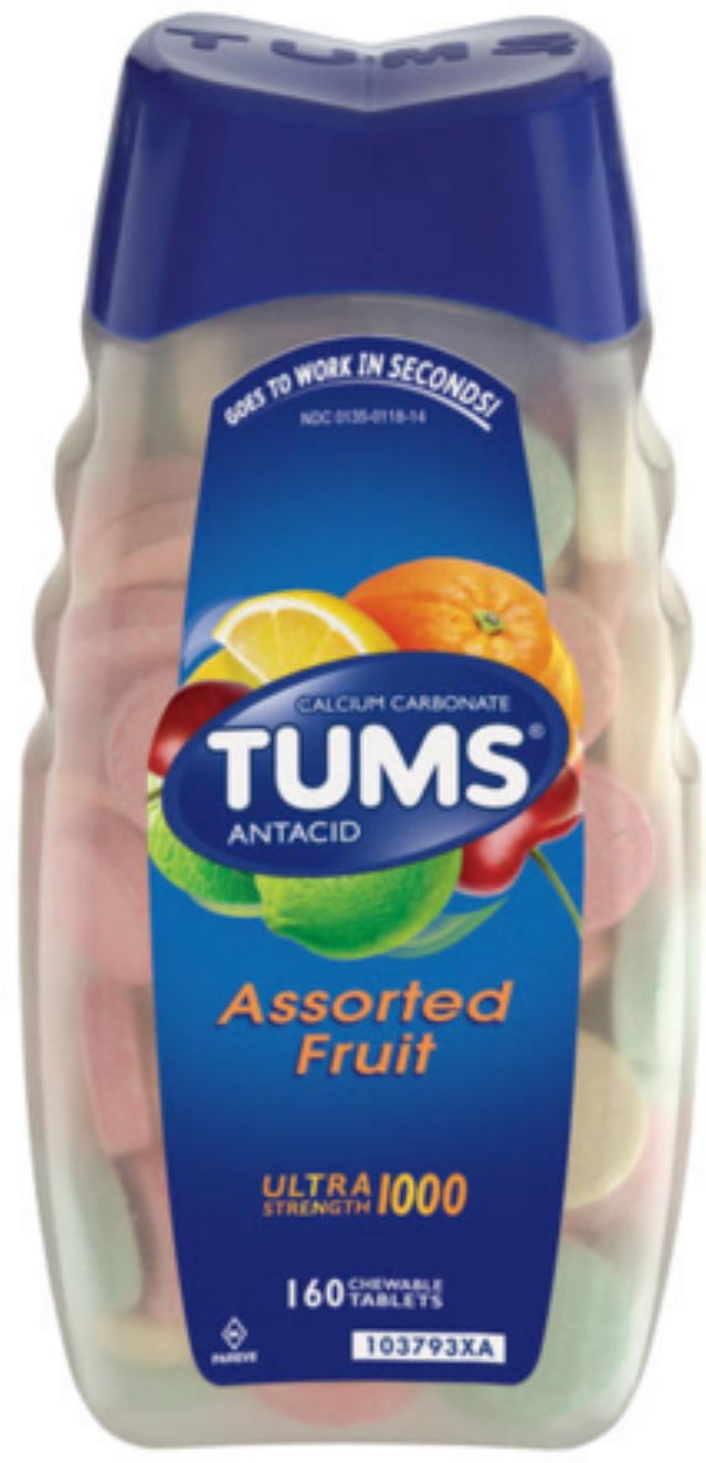 TUMS Ultra Strength 1000, Assorted Fruit, 160 Chewable Tablets (Pack of ...